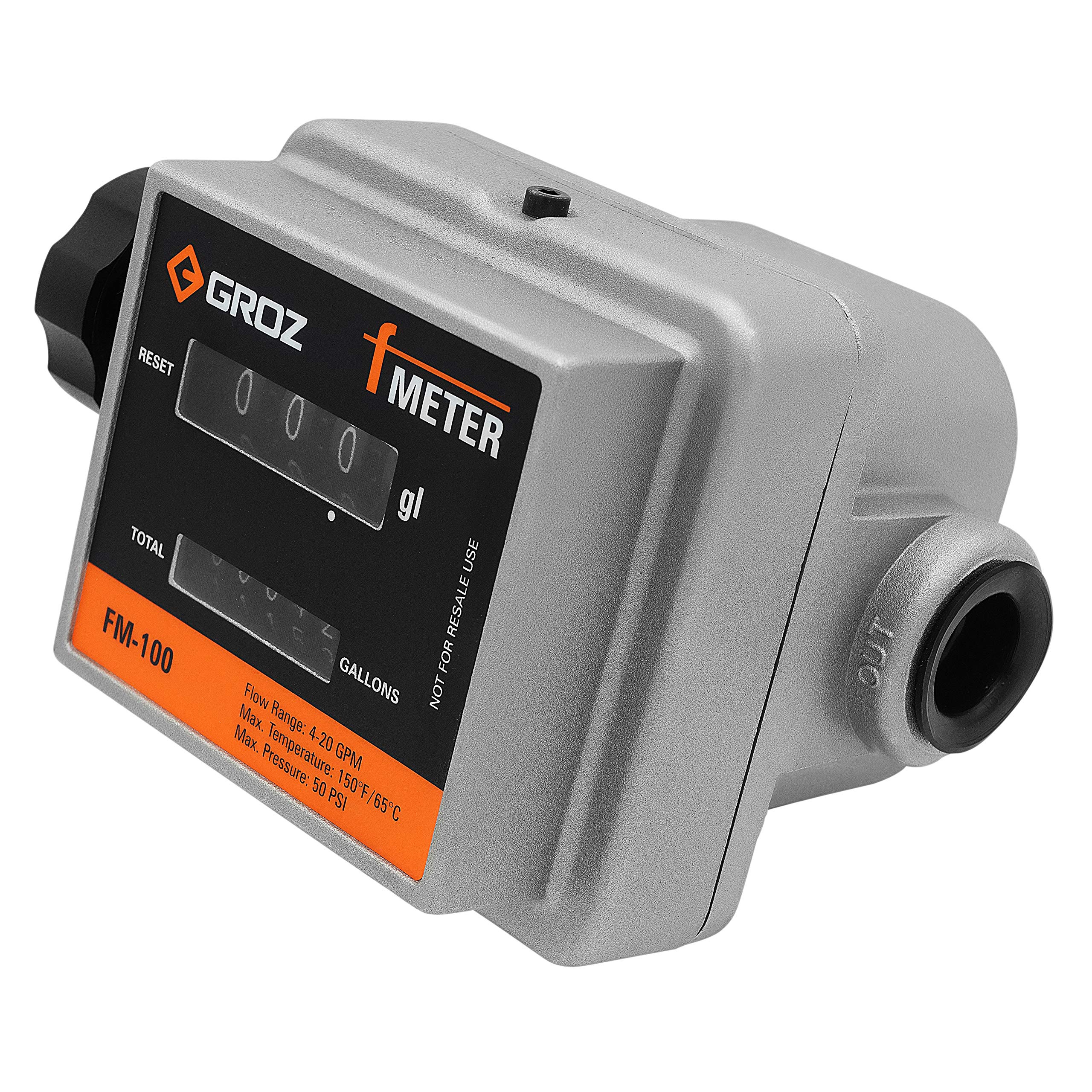 Groz 45682 F Meter Mechanical Fuel Meter, Gallons, 3/4" NPT Female