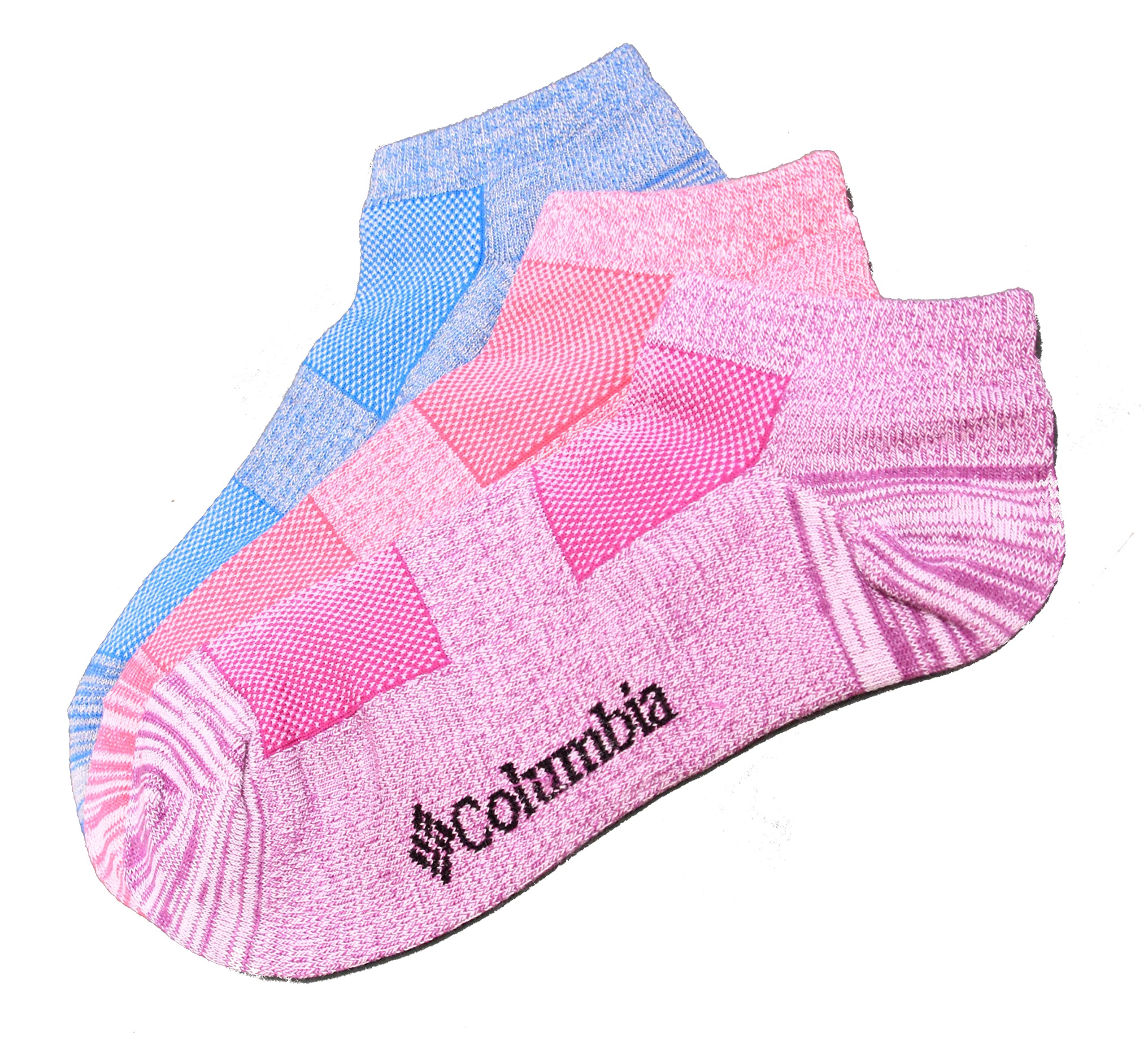 Columbia Women's Low Cut Socks 3 Pair, Pink/Plum/Blue, Women's 4-10 Size Shoe