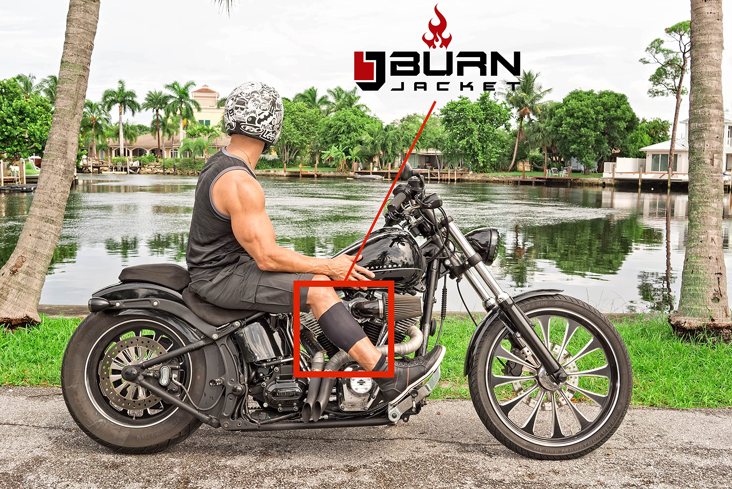 BurnJacket motorcycle exhaust pipe burn protective sleeve leg guard (12.5-16 inch wide fit)