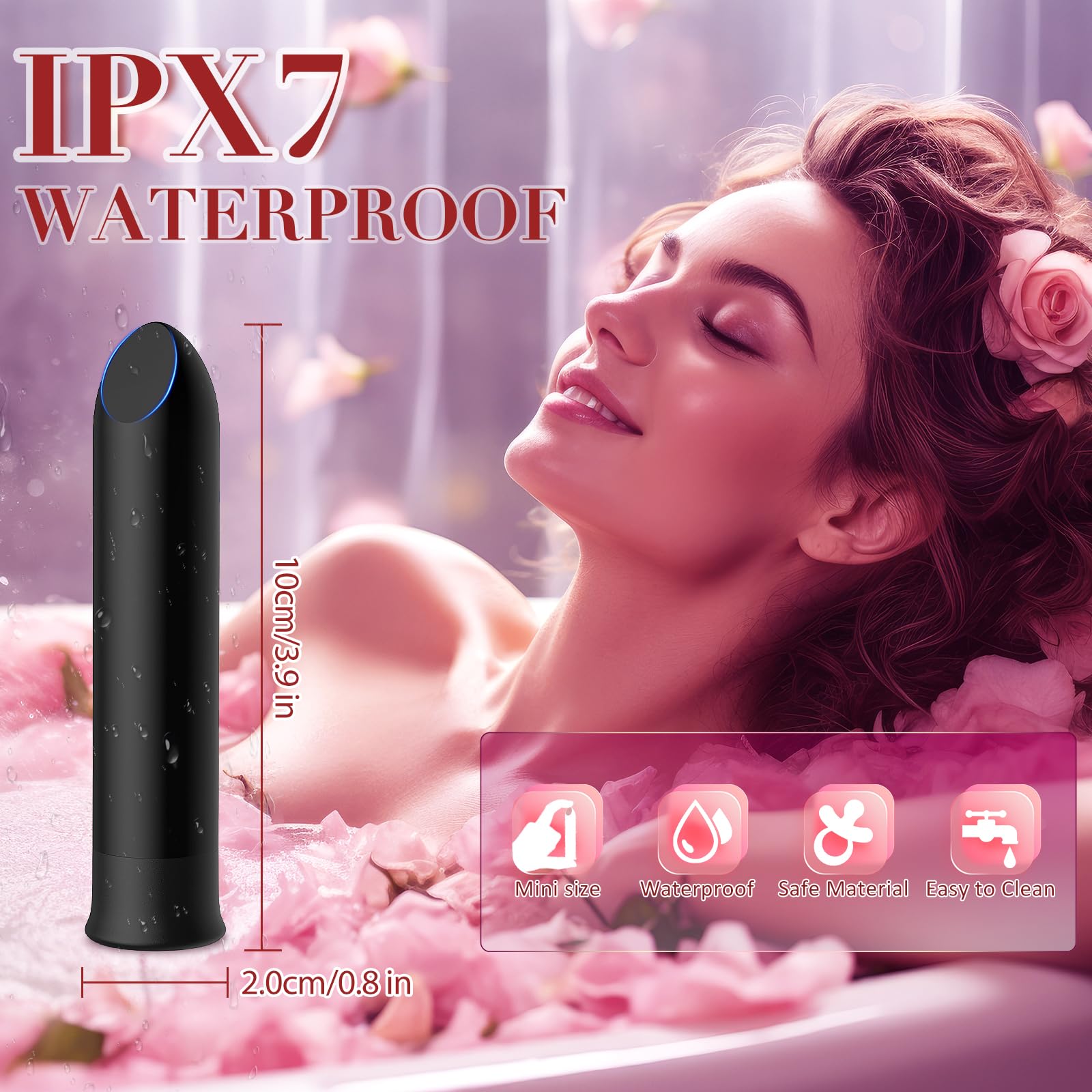 Bullet Vibrator with Angled Tip for Precision Clitoral Stimulation, Discreet Rechargeable Lipstick Vibe with 10 Vibration Modes Waterproof Nipple G-spot Stimulator Sex Toys for Women (Black)