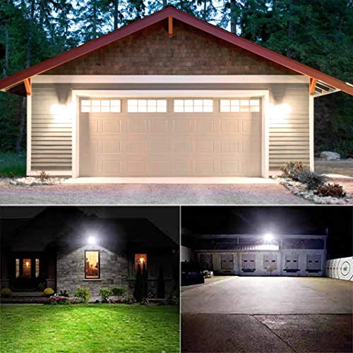 EMANER Dusk-to-Dawn Security Lights with Motion Sensor, 5000K Daylight White, IP65 Waterproof Outdoor, 110V 120V Dual-Head Rotatable LED Flood Light for Porch, Garage, Yard, Driveway