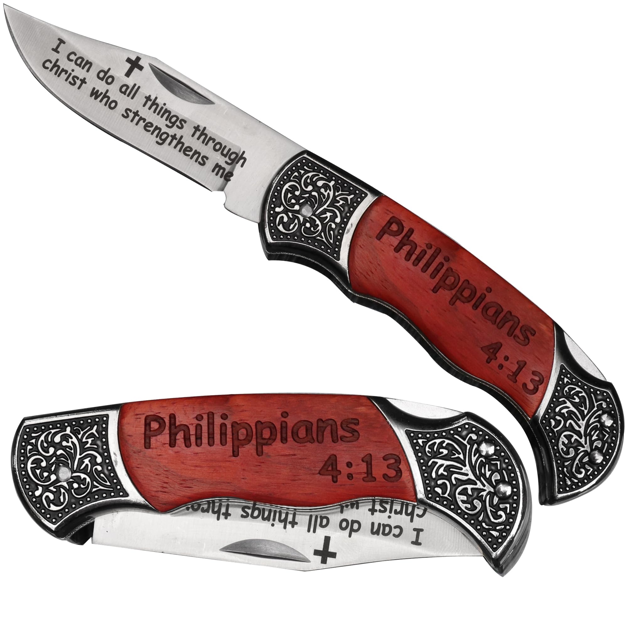 I Can Do All Things Through Christ Who Strengthens Me-Philippians 4:13 Catholic Christian Gifts Bible Verse Pocket Knive,Scripture Baptism Religious Confirmation Holy Men Gift (Philippians 4:13)