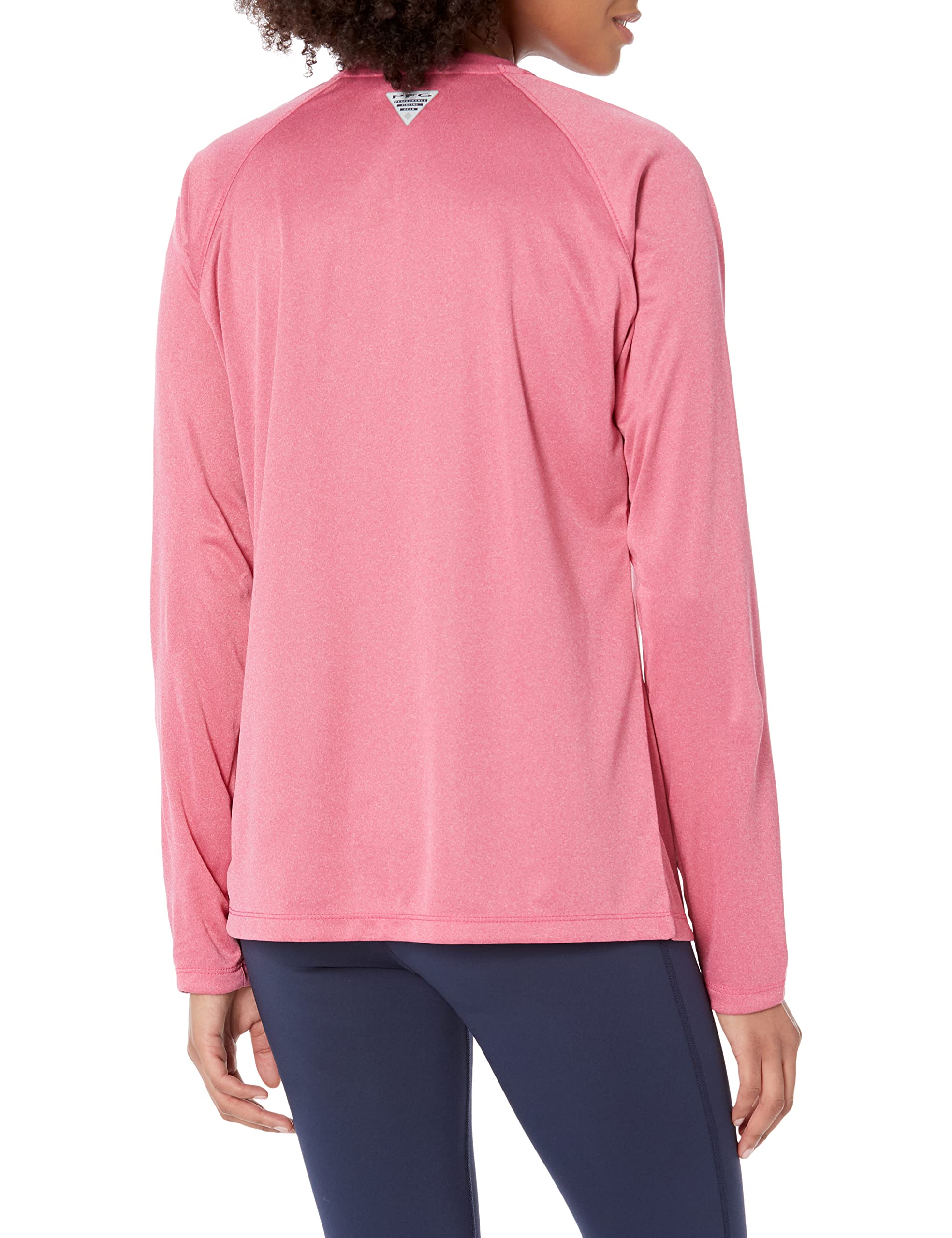 Columbia Women's Tidal Tee Heather Long Sleeve, Ultra Pink Heather/White Logo, X-Large