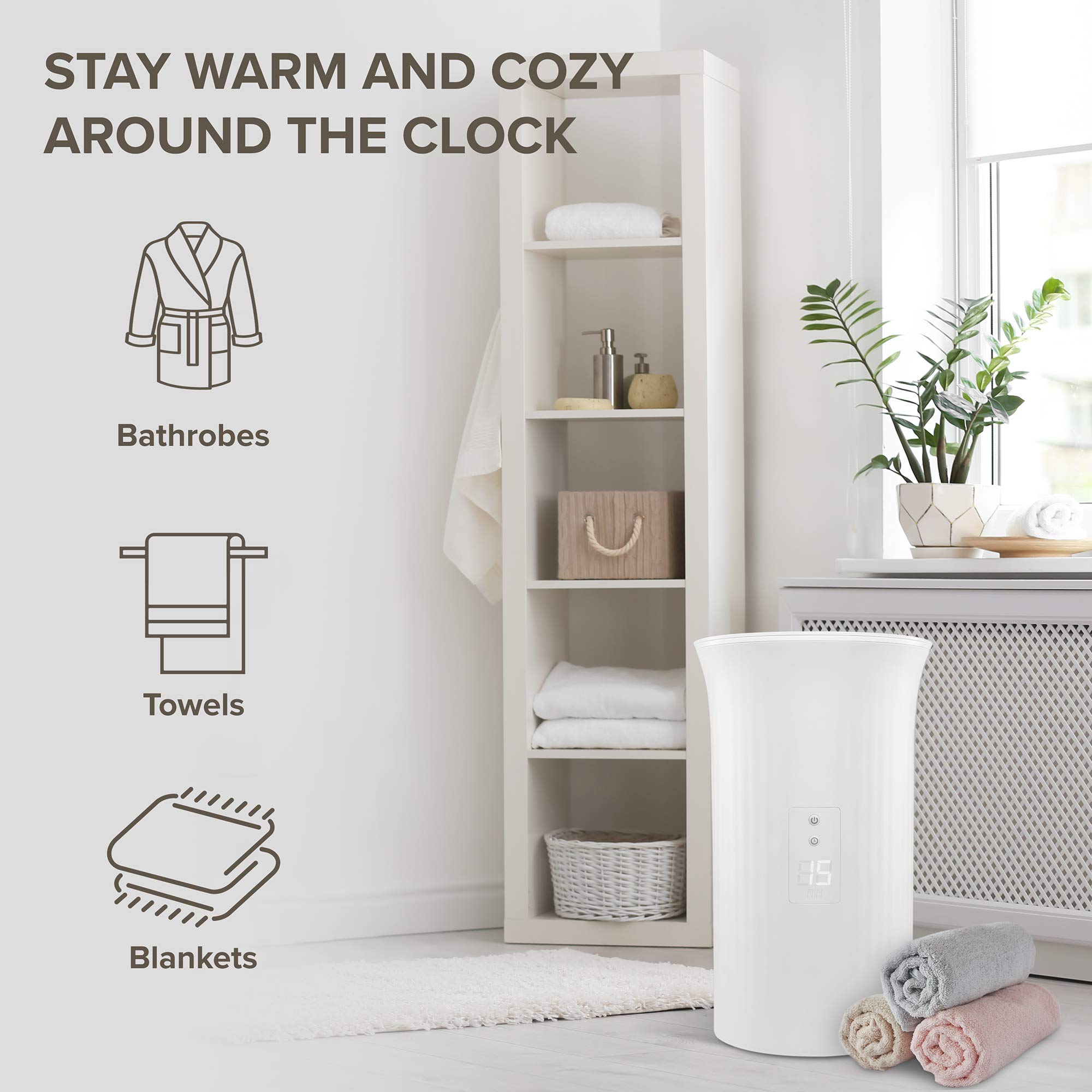 Live Fine Towel Warmer | Bucket Style Luxury Heater with LED Display, Adjustable Timer, Auto Shut-Off | Fits 40β x 70β Oversized Towel