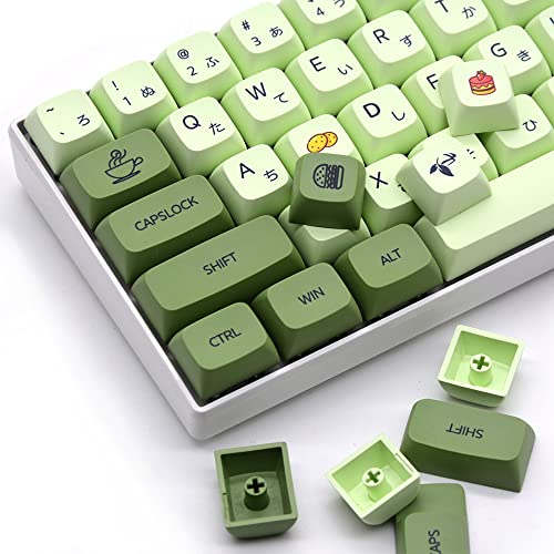 JOMGBB Matcha Japanese Keycaps,PBT Keycaps,125 Key Custom Keycap,XDA Profile,Dye Sublimation,Compatible with Gateron,Kailh,Cherry MX Switches(Only keycaps) (Green)