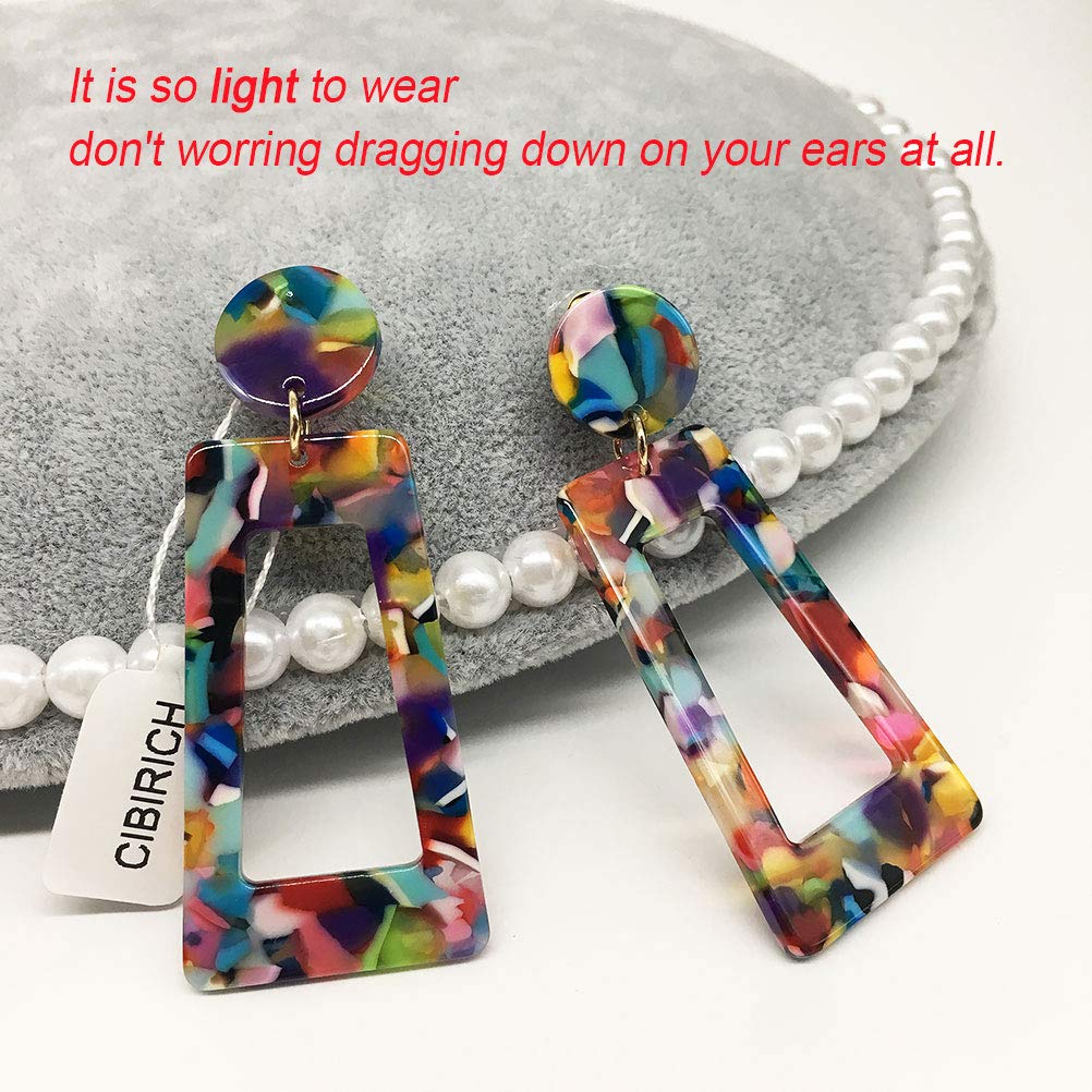 CIBIRICH Acrylic Earrings for Women Multicolor Resin Earrings Statement Dangles Drop Earrings
