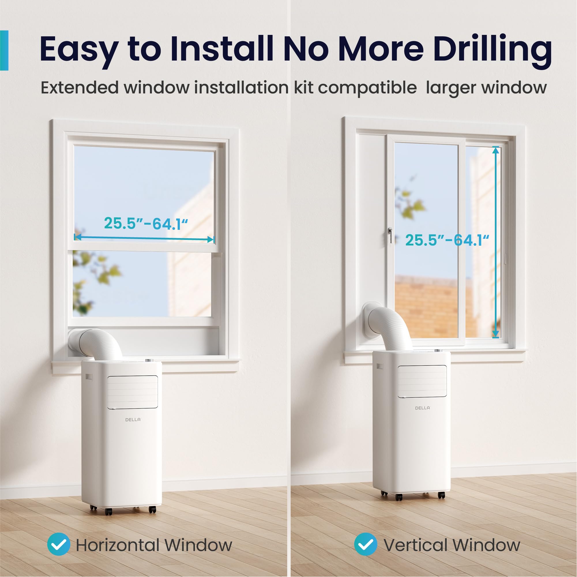 DELLA Smart WiFi Enabled 10000 BTU Portable Air Conditioner Cools Up To 450 Sq. Ft. Work with Alexa,Geo Fencing Cooling, Dehumidifier & Fan Portable AC Unit w/Remote Control & Window Kit,