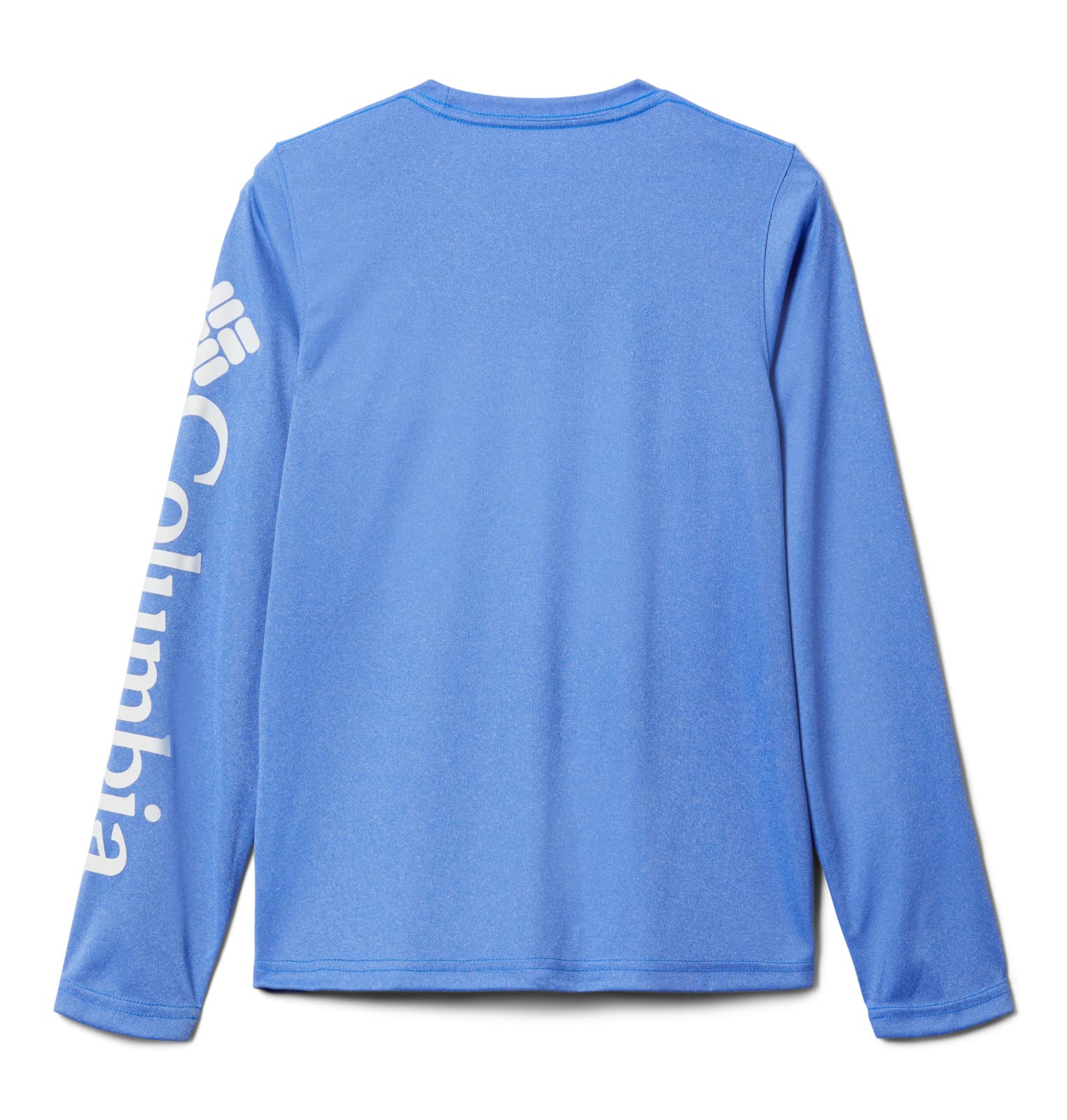 Columbia Youth Boys Terminal Tackle Heather Long Sleeve, Blue Macaw Heather/White Logo, Medium