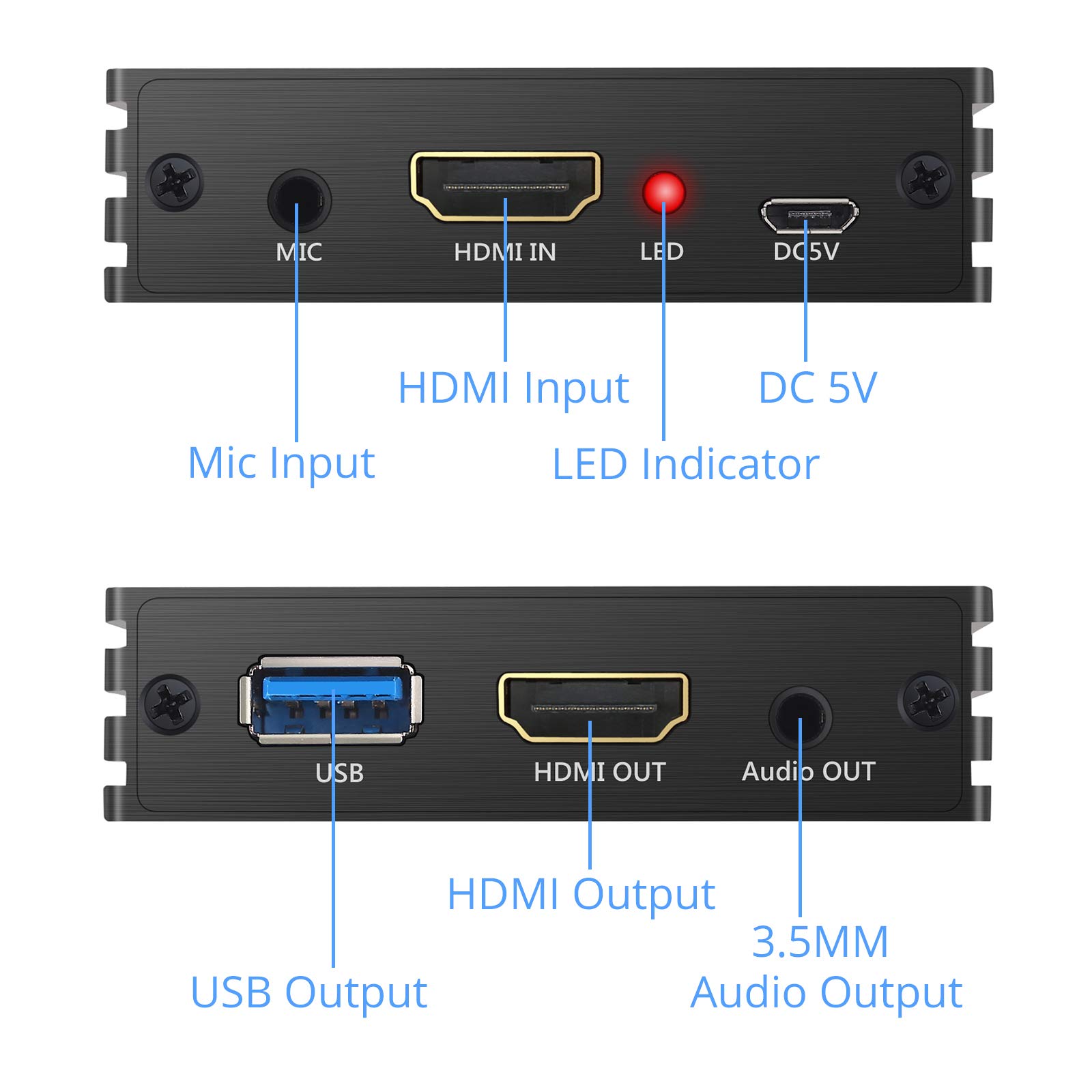 CAMWAY Video Capture Card, 4k HDMI Game Capture 1080P HDMI to USB 3.0 Live Video, HDMI Loop-Out Microphone Input Audio Output Support Windows Linux Mac OS YouTube OBS Twitch for PS3 PS4 Xbox Wii U