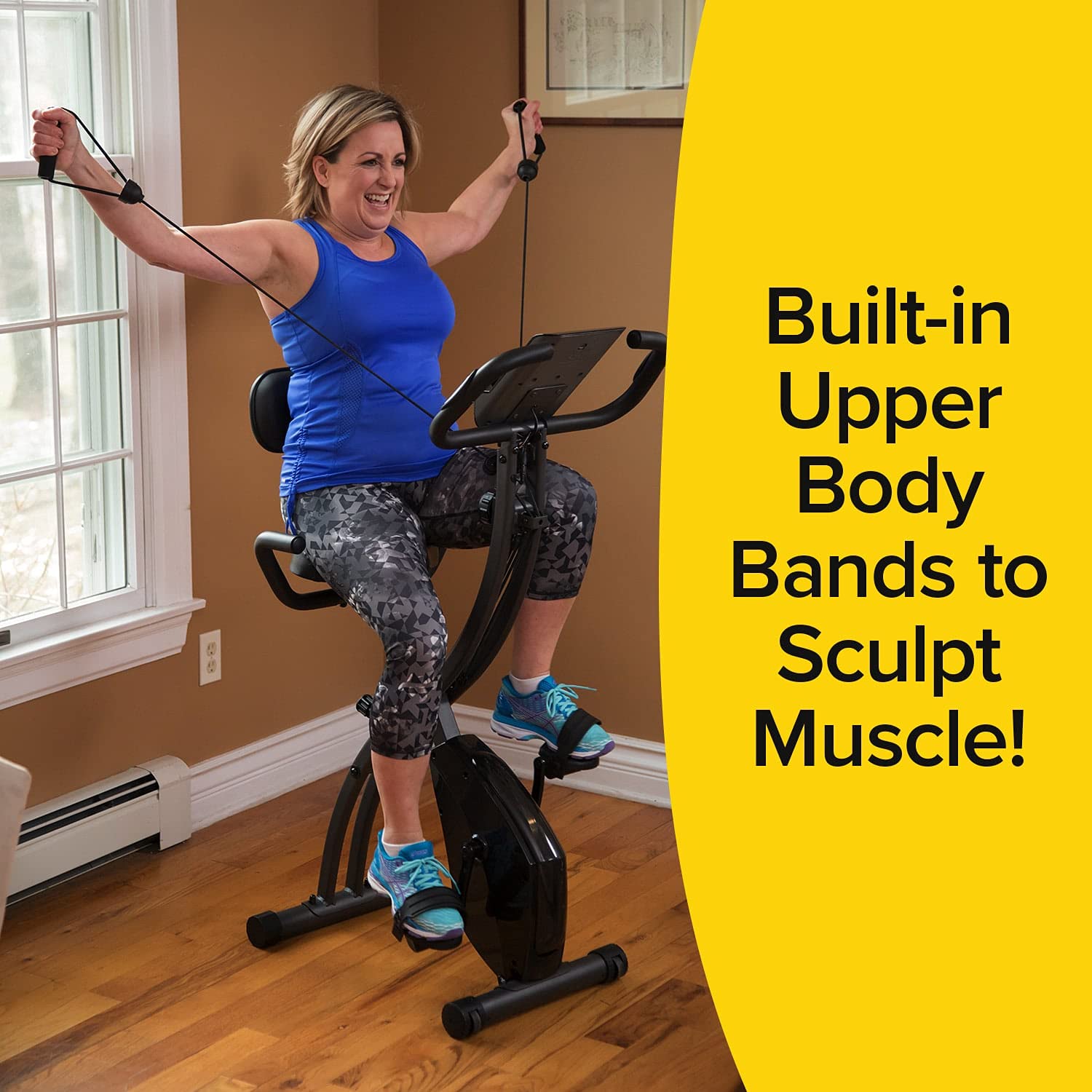 BulbHead As Seen On TV Slim Cycle Stationary Bike, Most Comfortable Exercise Machine, Thick, Extra-Wide Seat & Back Support Cushion, Recline or Upright Position, Twice The Results in Half The Time