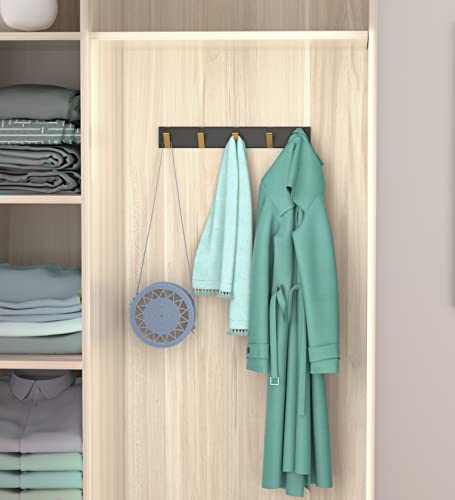 HOMHII Aluminum Folding Coat Hook Wall Mounted 5-Hook,Withstands 50 lbs Coat Hooks for Purse Clothing Entrance Jacket