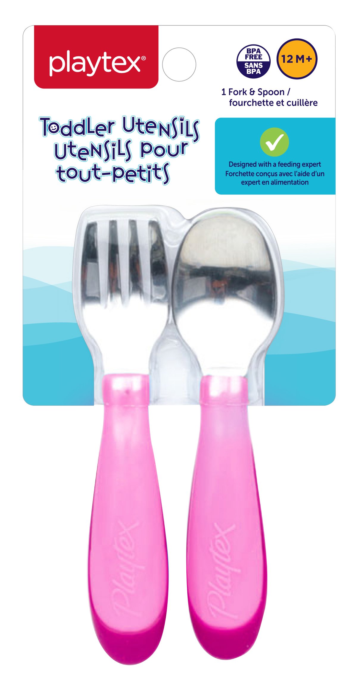 Playtex 05910 Mealtime Toddler Utensil Set Assorted Colors 2 Count