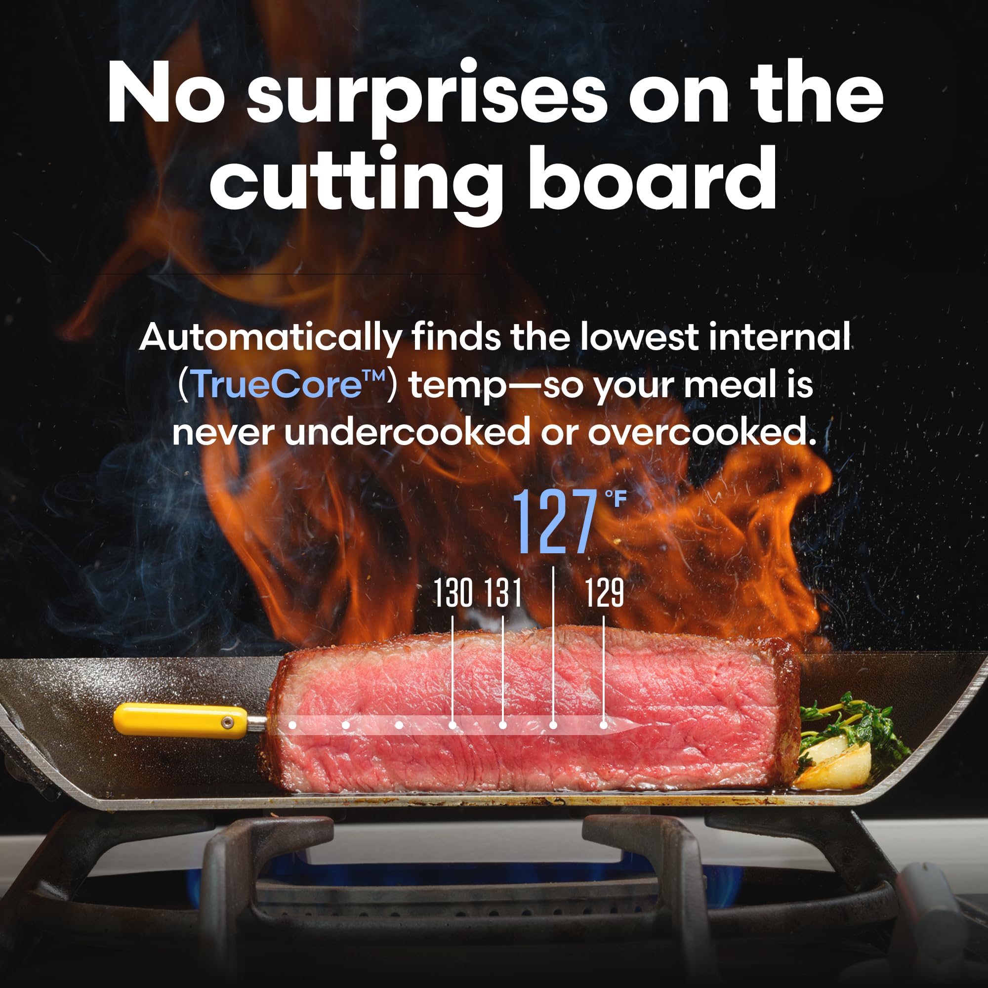 Combustion Predictive Thermometer & Display: Wireless Meat Thermometer, Bluetooth + Cloud Connectivity β Eight Sensors for Precise Cooking Predictions β Onboard Food Safety β TrueCore Sensing