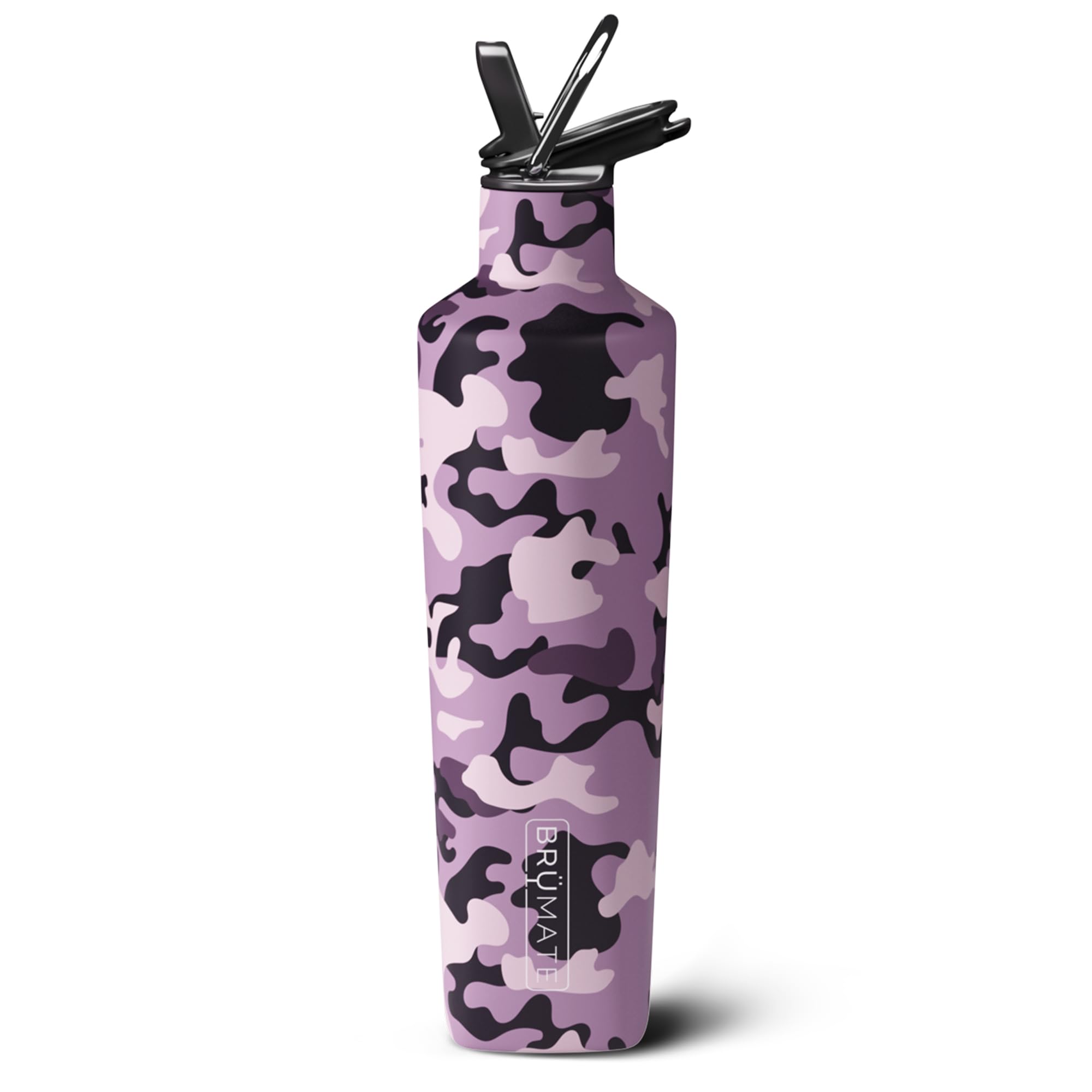 BrüMate ReHydration - 100% Leakproof 25oz Insulated Water Bottle with Straw - Stainless Steel Water Canteen (Glitter Charcoal)