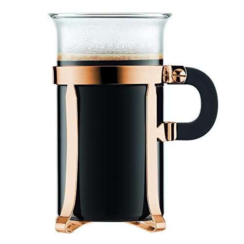 Bodum 4912-17, 7.3 x 10.1 x 12.6 cm Set of 2 Coffee Cups with Metal Frame, Glass, Gold