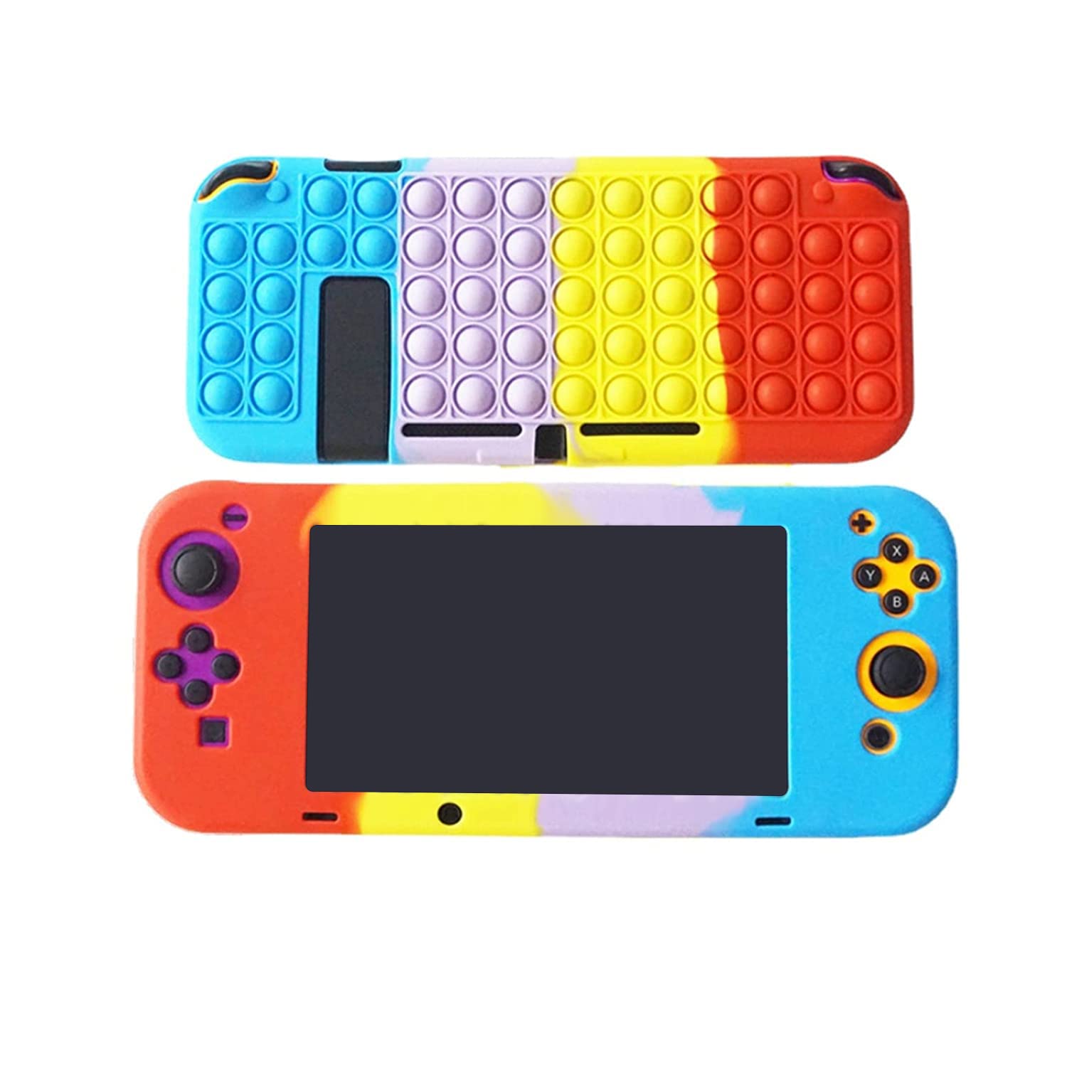 Case for Nintendo Switch - Vicbuy Soft Silicone Full Body Protective Case Cover for Switch Games, [Anti-Slip] [Shock Proof] [Anti-Scratch] Grip Cover - Cases for Switch Controllers (Colorful Bubble)