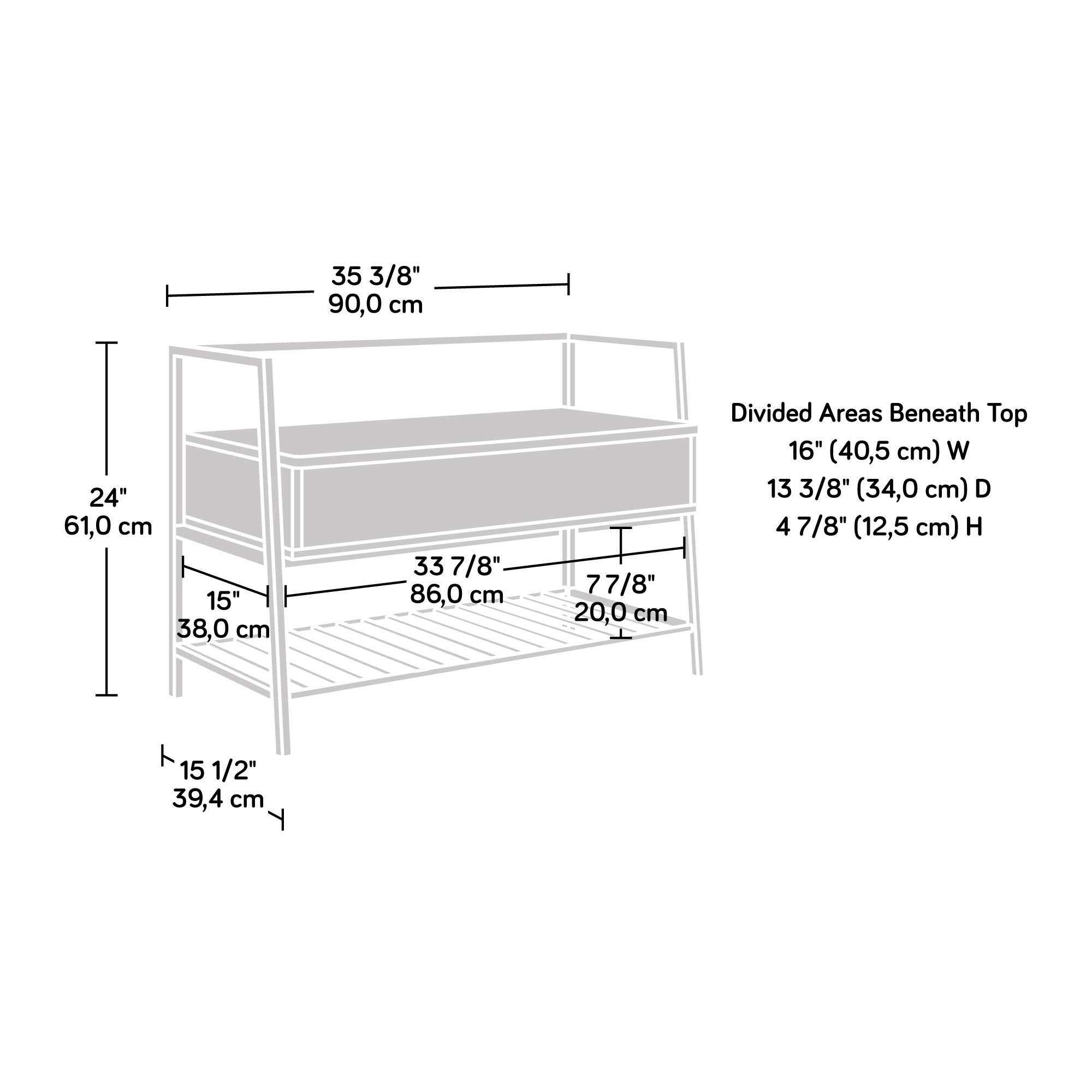 Sauder North Avenue Storage Bench, Charter Oak finish