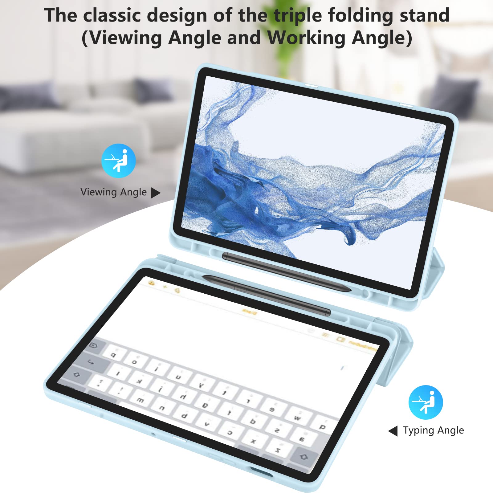 CC Store Case for Samsung Galaxy Tab S8 2022/Tab S7 2020 11 Inch (SM-X700/X706/T870/T875/T878), Slim Protective Case, Multi-Angle Adjustable, with S Pen Holder and Auto Wake/Sleep Feature (Blue)