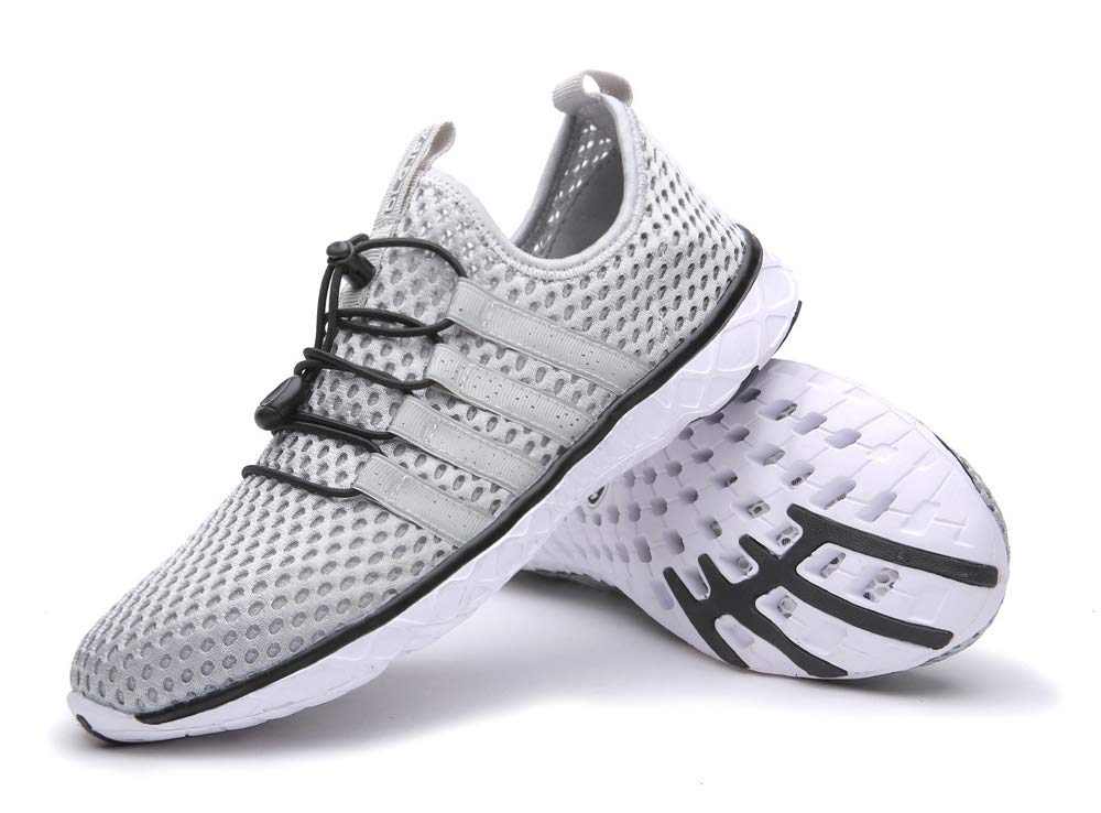 DLGJPA Women's Lightweight Quick Drying Water Shoes for Beach or Water Sports Slip On Walking Shoes LightGrey 6.5