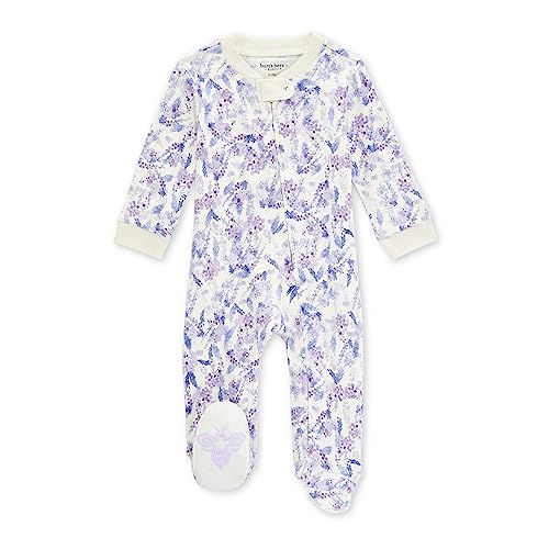 Burt's Bees Baby Baby Girls' Sleep and Play One-Piece Zip Front Pjs, Wisteria, 0-3 Months