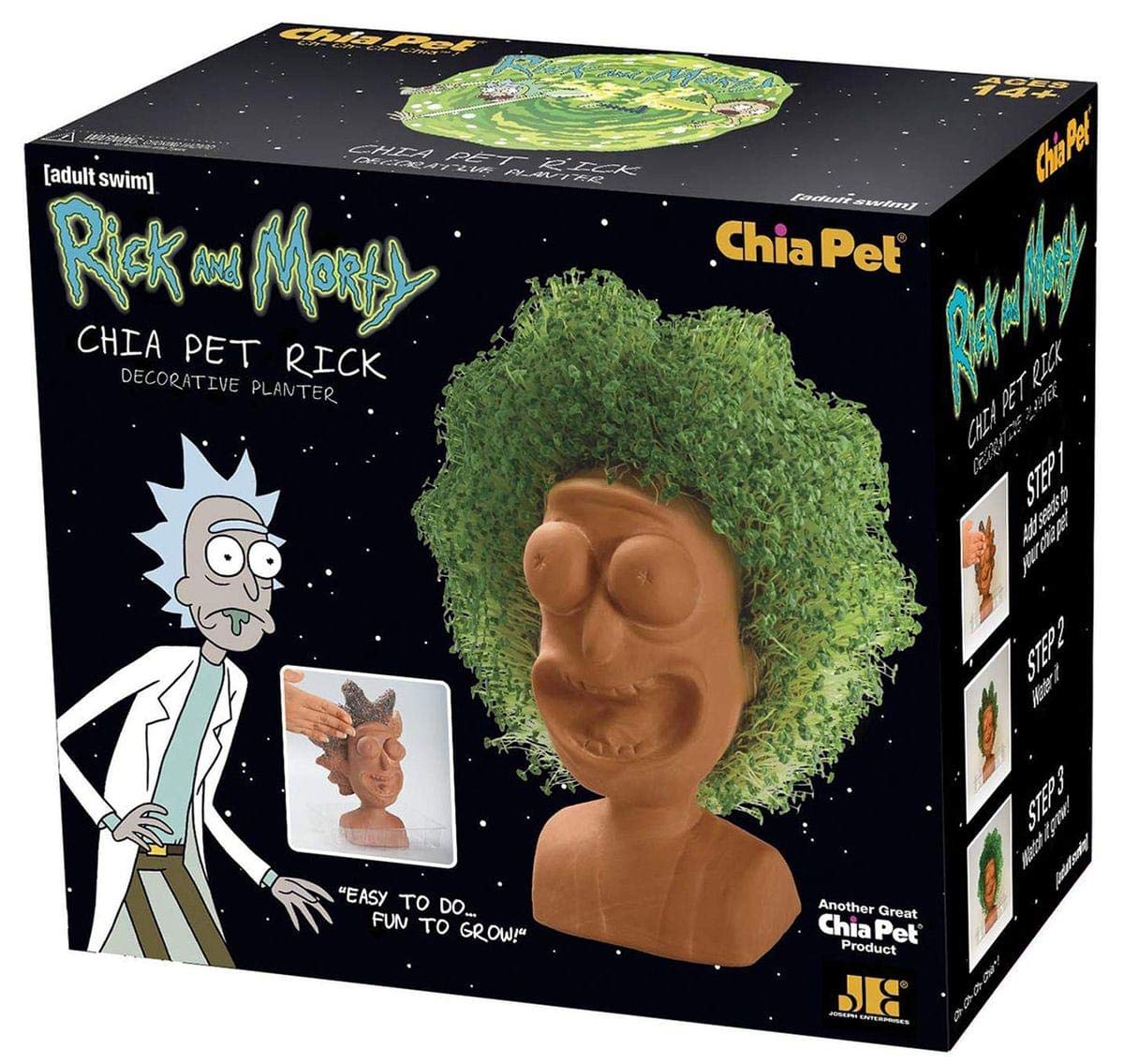 Chia Pet Rick & Morty - Rick with Seed Pack, Decorative Pottery Planter, Easy to Do and Fun to Grow, Novelty Gift, Perfect for Any Occasion