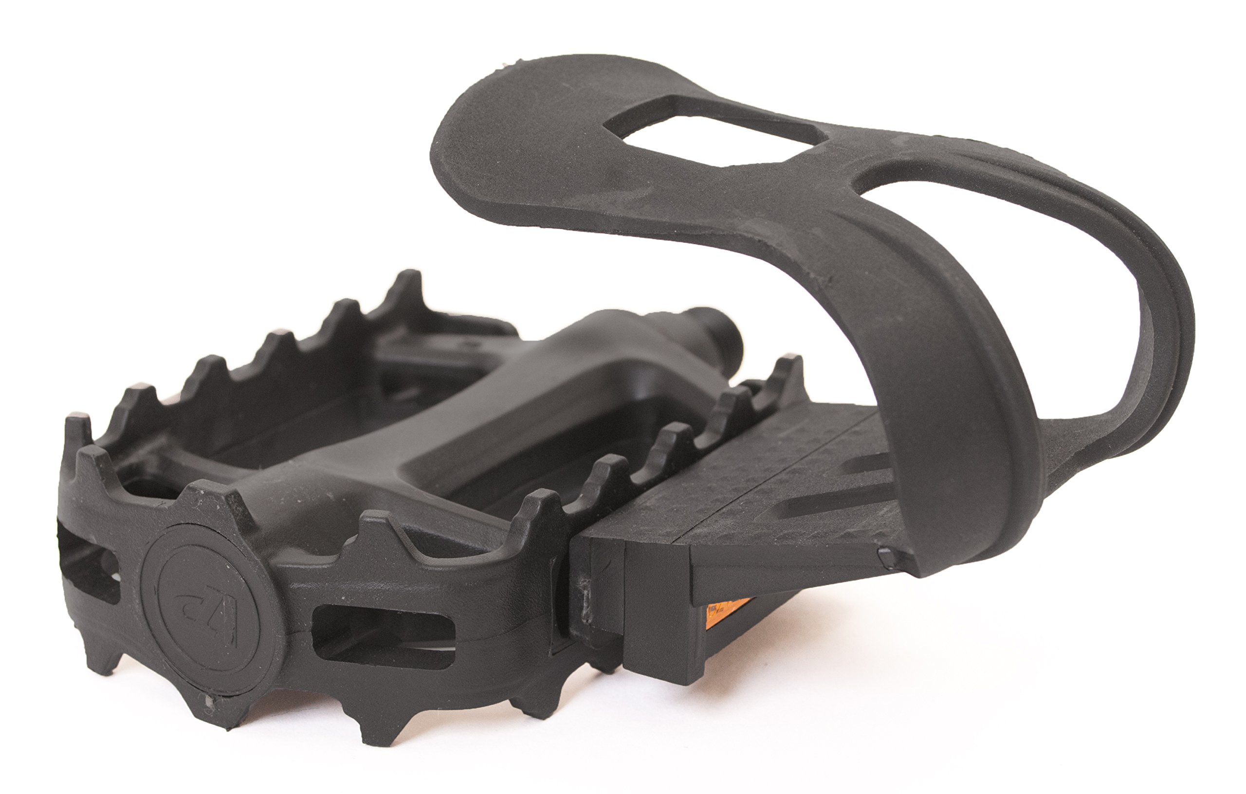 Retrospec Bicycles Resin Bike Pedal with Strapless Bicycle Toe Clip/Cage/Reflectors, Black