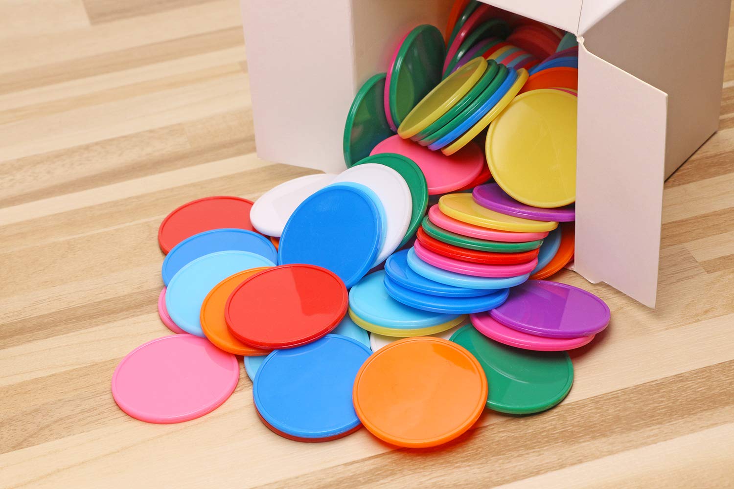 Shapenty 10 Colors Small Plastic Learning Counters Disks Chip Counting Discs Markers for Math Practice and Poker Chips Game Tokens, 32mm/1.26 Inch,120PCS