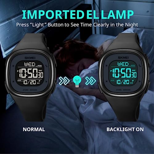 CakCity Mens Digital Waterproof Watch Womens Square Watch Men Wrist Watches Stop Watch with Countdown Timer Dual Time Watch