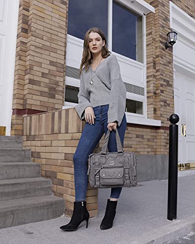 Scarleton Purses for Women Large Hobo Bags Satchel Handbags for Women Top Handle Shoulder Bag Tote Vegan Leather, H148524, Grey