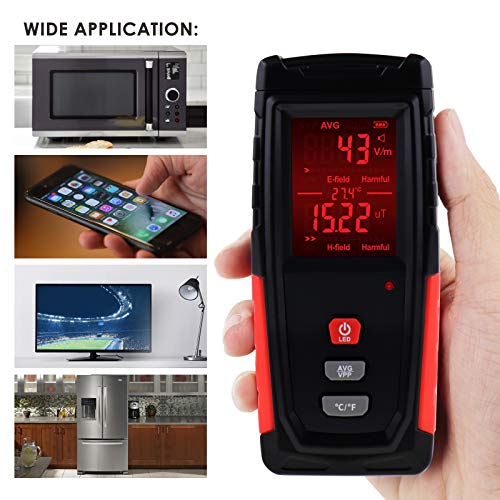 EMF Meter Digital Electromagnetic Field Radiation Detector with Sound Light Alarm Function, Rechargeable Handheld EMF Tester for Electric Magnetic Field Inspection, Home, Office and Ghost Hunting