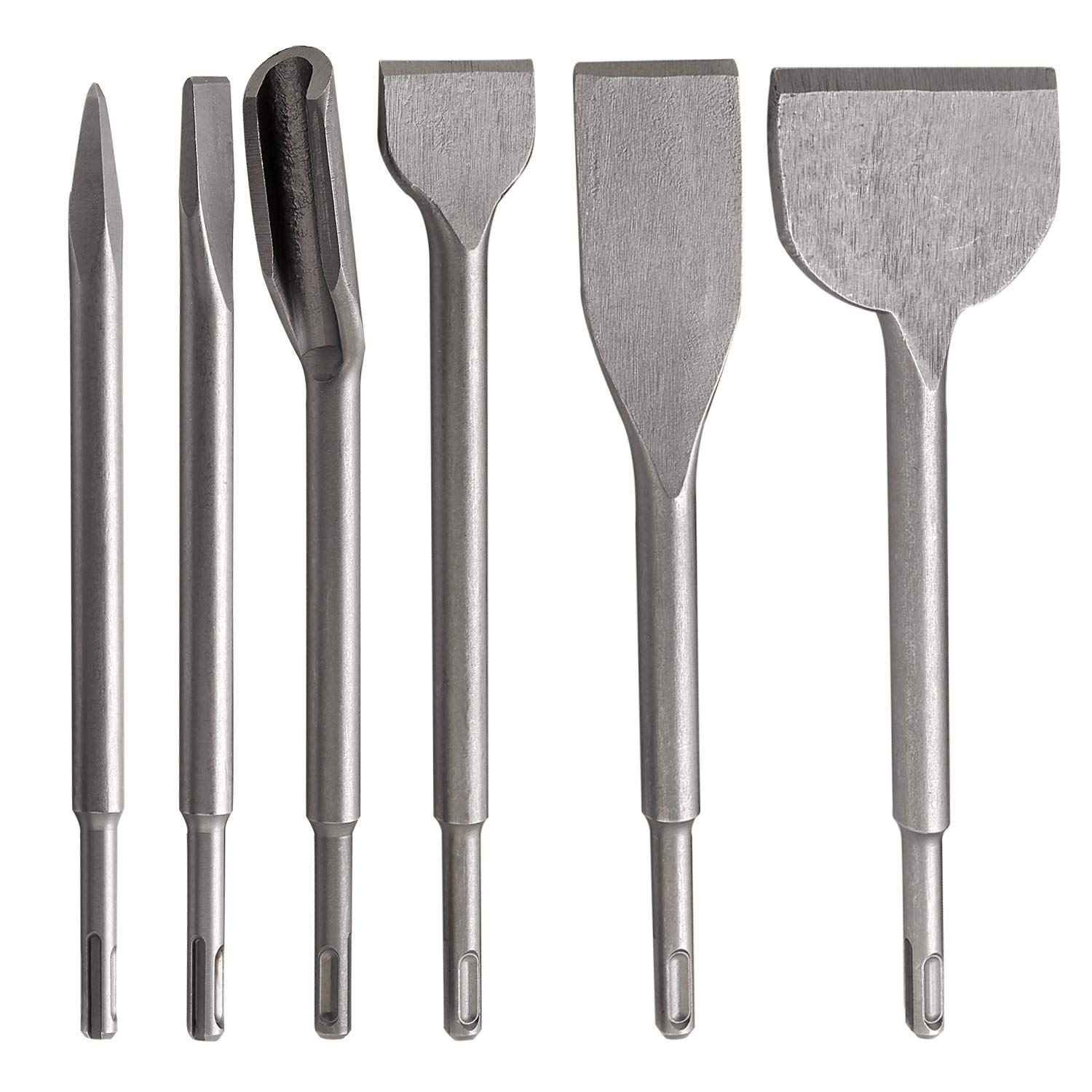 CPROSP SDS Plus Chisel Set, Including Point Chisel, Flat Concrete Rotary, Groove Chisel 6PCS Hollow Grooving (Gouge)