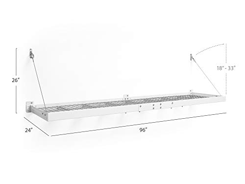 NewAge Products Inc. Pro Series White 2 ft. x 8 ft. Wall Mounted Steel Shelf (Set of 2), Garage Overheads, 40415