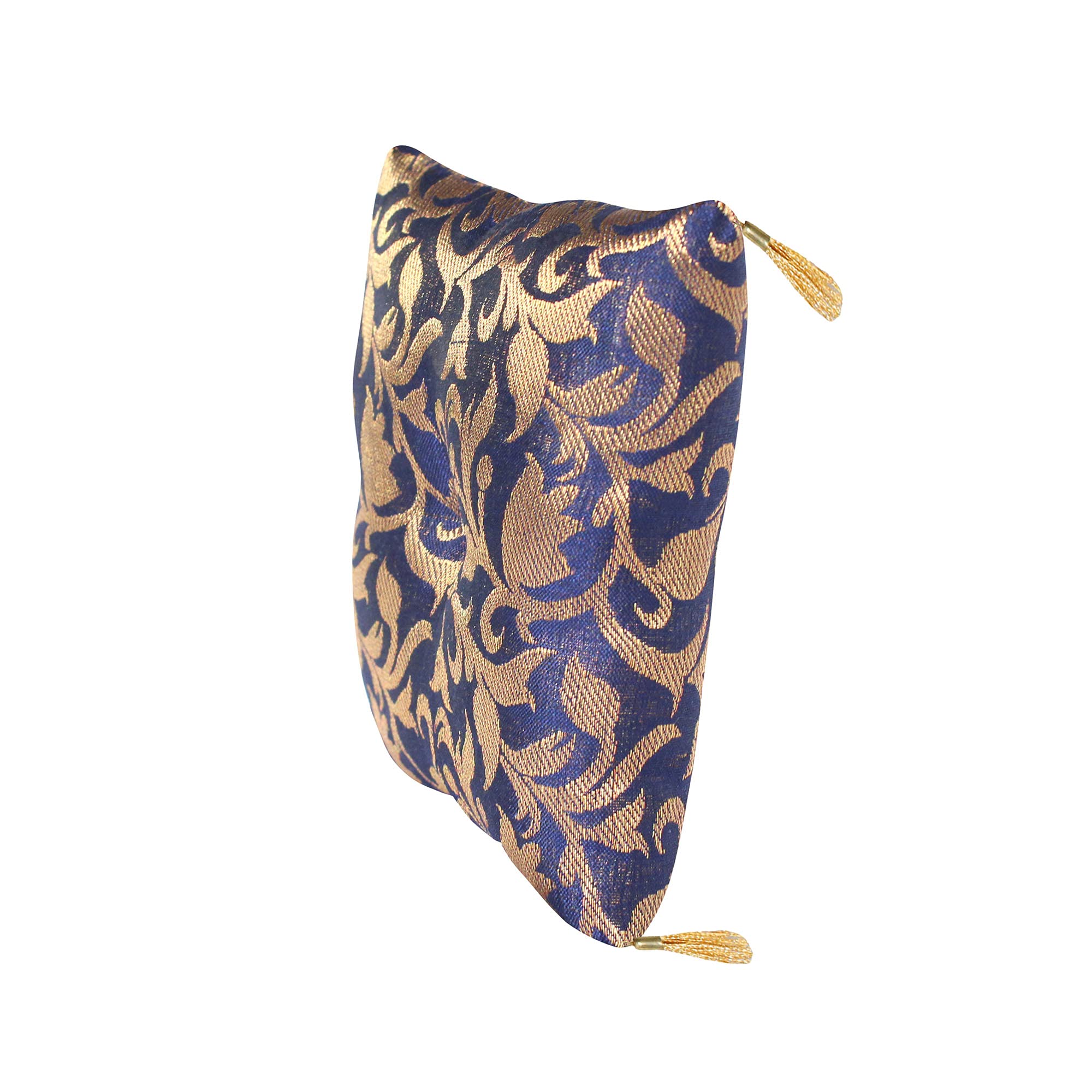 Singing Bowl Cushion For Tibetan Handmade Brocade Art Silk Square Cushions Home Decor Jewelry display (6" x 6" Inch, Navy Blue)