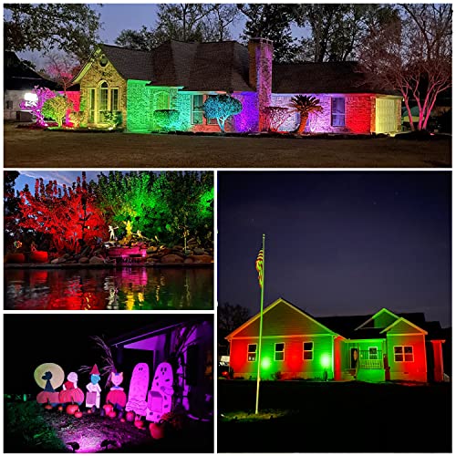BOHON Solar Lights Outdoor 9 LEDs Multi Color Spot Light with Auto On/Off, Waterproof Spotlight Solar Garden Lights for Landscape Lighting Yard Patio(Changing & Fixed Color 2Pack)