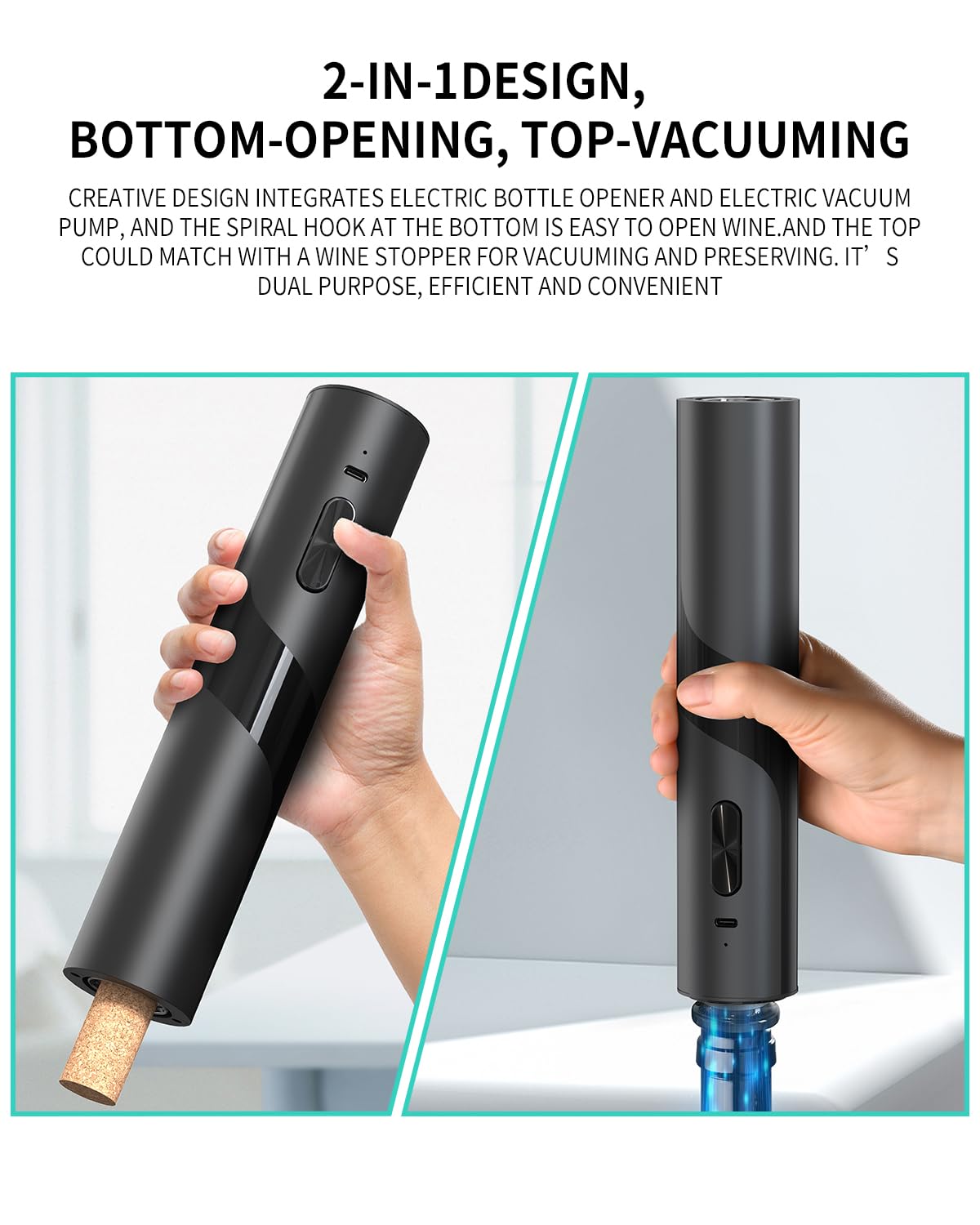 CIRCLE JOY Rechargeable Wine Opener Electric Wine Bottle Opener 7-in-1 Wine Gift Set with Electric Vacuum Pump, Charging Station, Foil Cutter, Wine Aerator Pourer and 2 Wine Stoppers