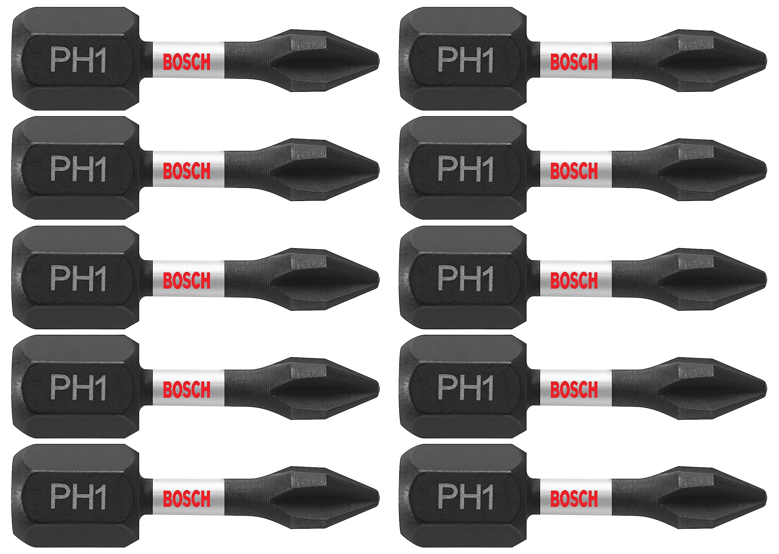 BOSCH ITPH11B 10-Pack 1 In. Phillips #1 Impact Tough Screwdriving Insert Bits