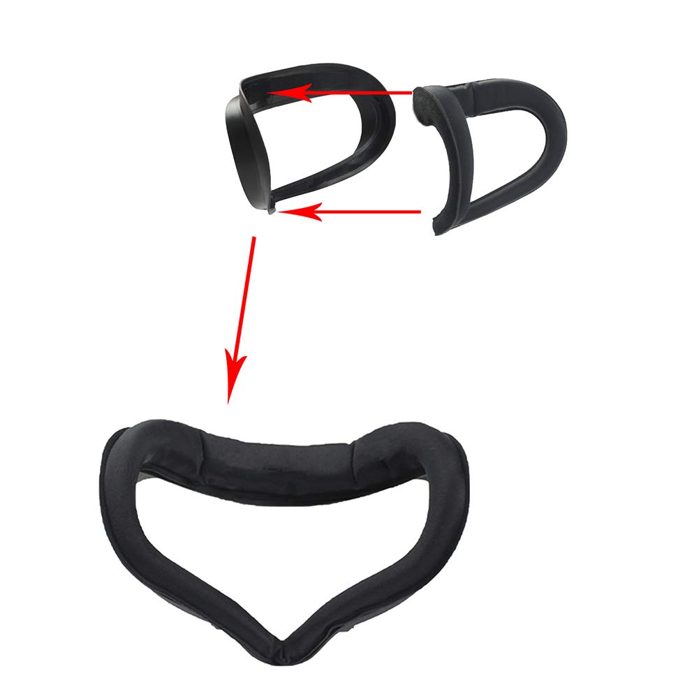 CALIDAKA 3pcs VR Facial Interface Bracket and PU Leather Foam Face Sponge Pad Replacement for Oculus-Quest 2 Detachable VR Facial Pad Cushion Washable Anti Leakage Nose Pad for Oculus-Quest 2