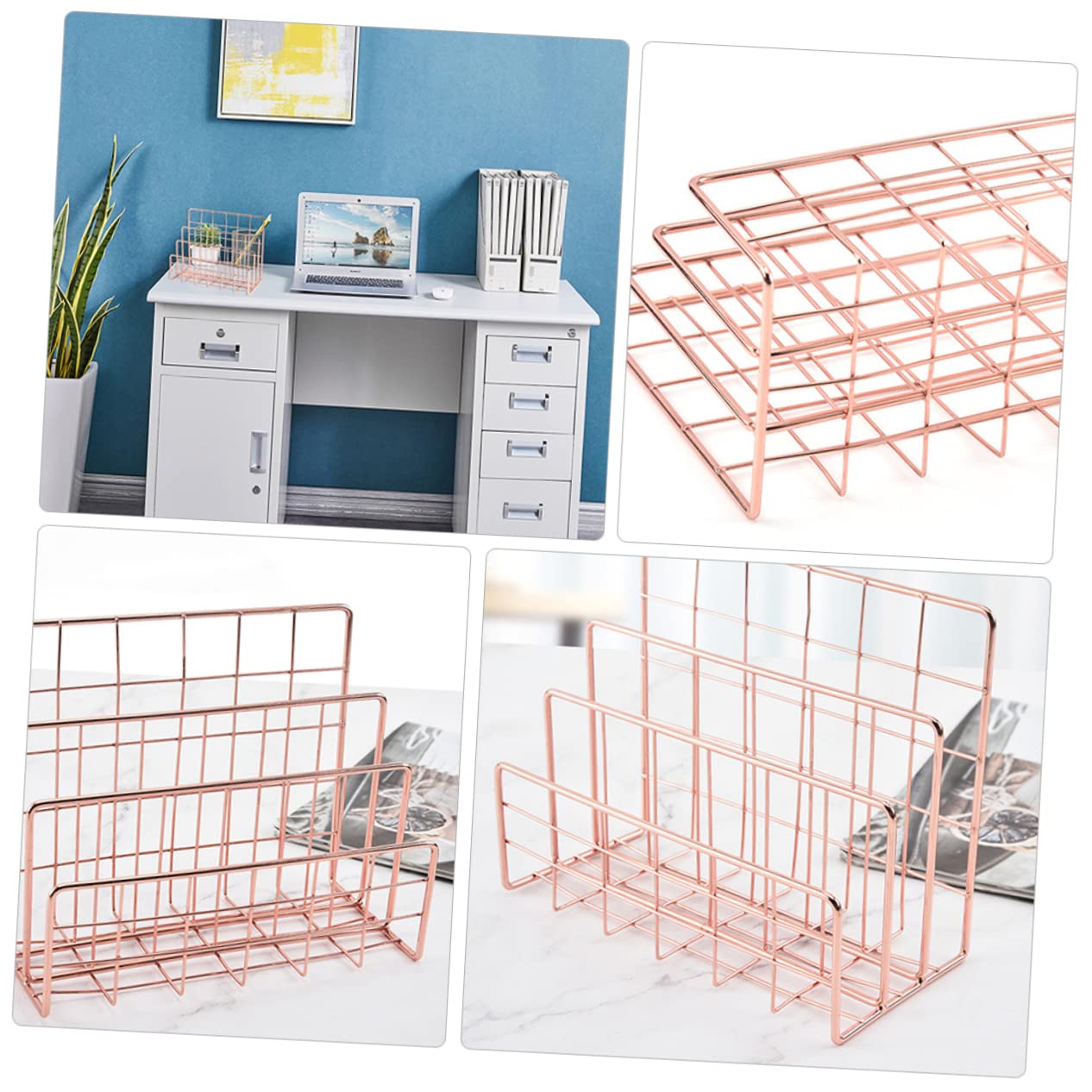 Ciieeo 1pc Letter Rack File Rack Desktop Iron Storage Rack Office File Document Folder File Manager Letter Holder Rack Bookshelf for Office Metal File Organizer Vinyl Records Paper
