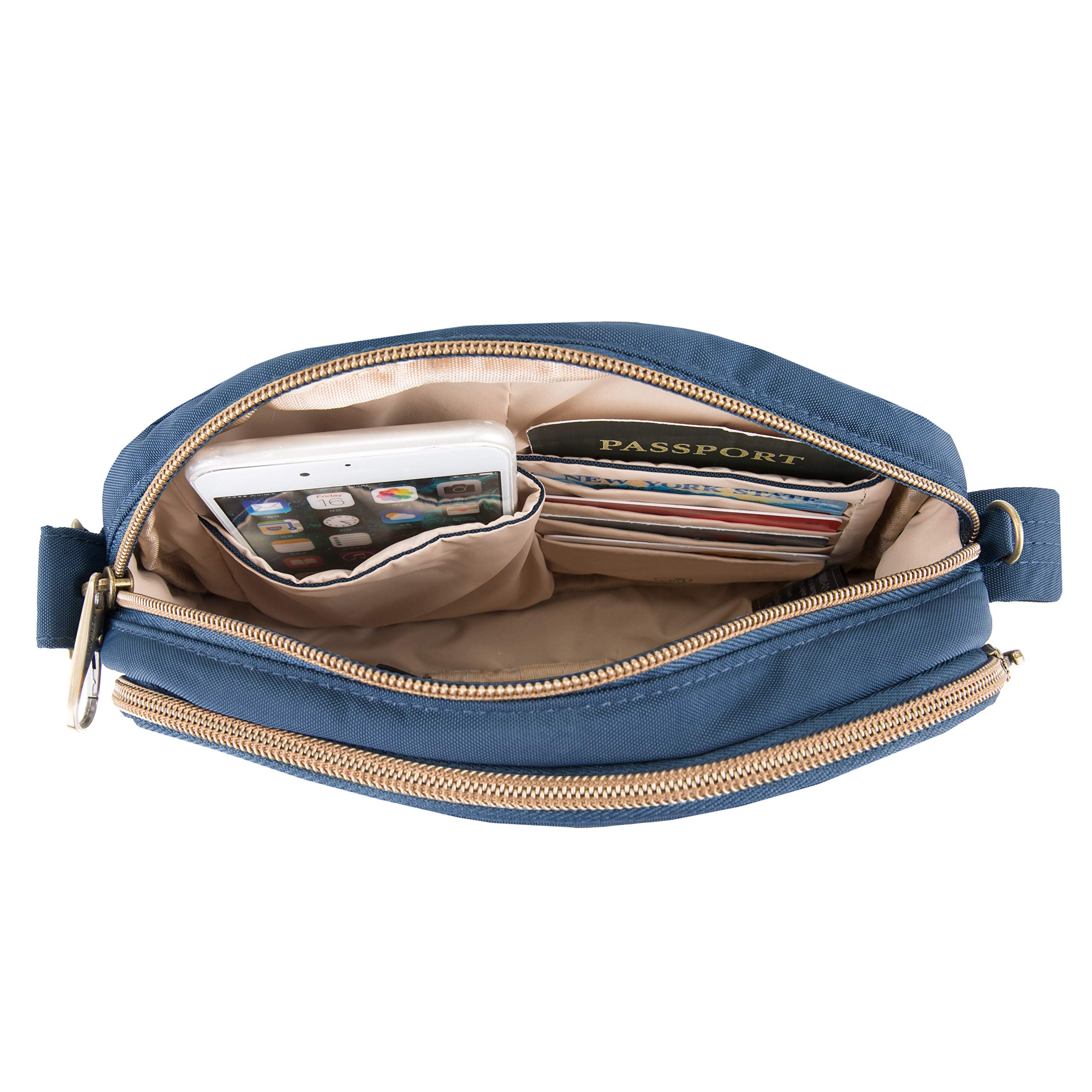 Travelon Anti-theft Signature E/W Shoulder Bag, Ocean