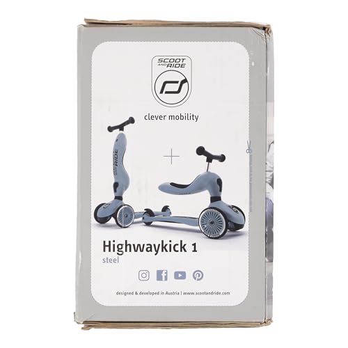 Scoot & Ride 2-in-1 Ride-On & Stand Kids Scooter, Ages 1 to 5, Highwaykick 1, Steel