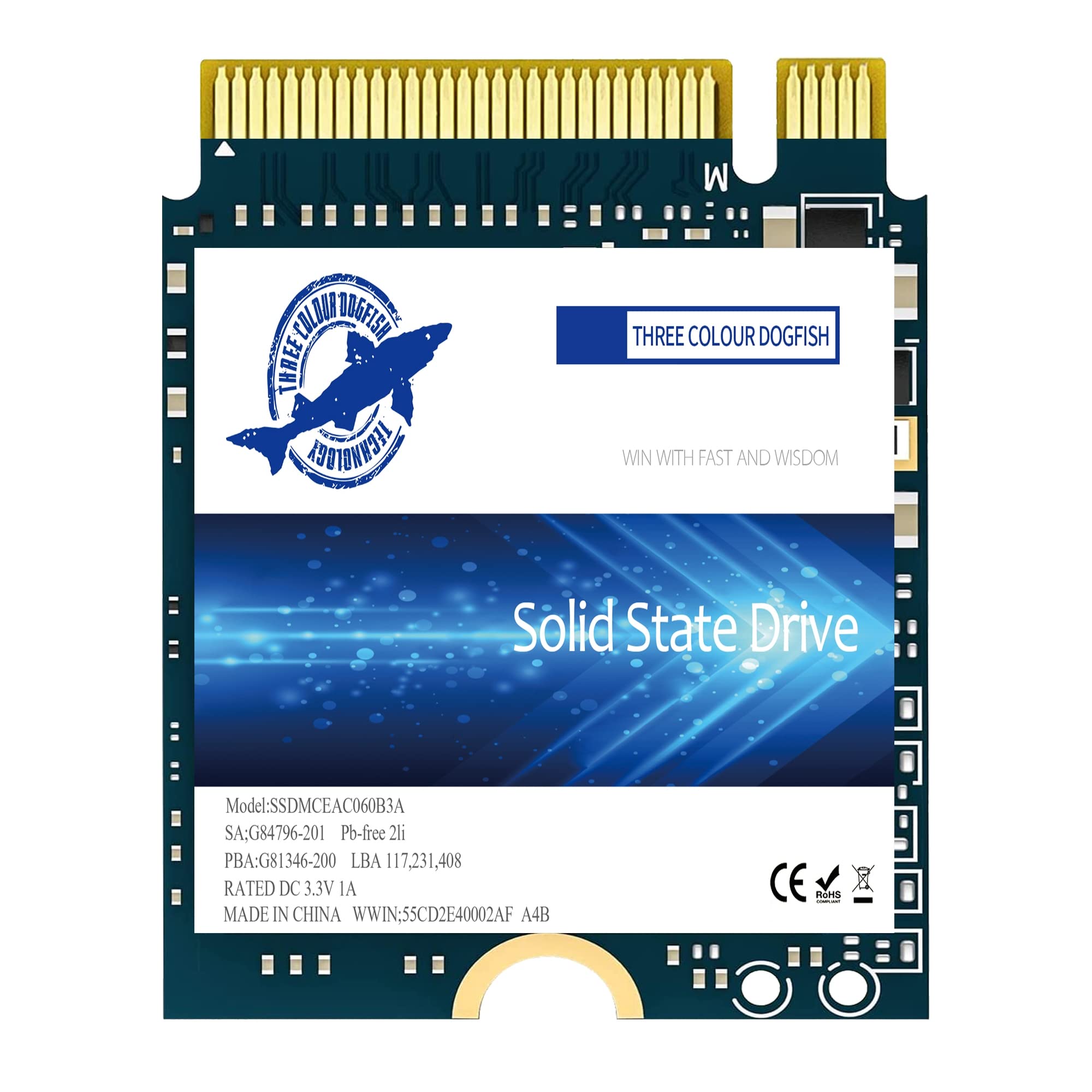 Dogfish M.2 2230 SSD 1TB NVMe PCIe Gen 3.0x4 Internal Solid State Drive Compatible with Steam Deck/Microsoft Surface/Laptop/Desktop(M.2 2230 PCIe 3.0,1TB)