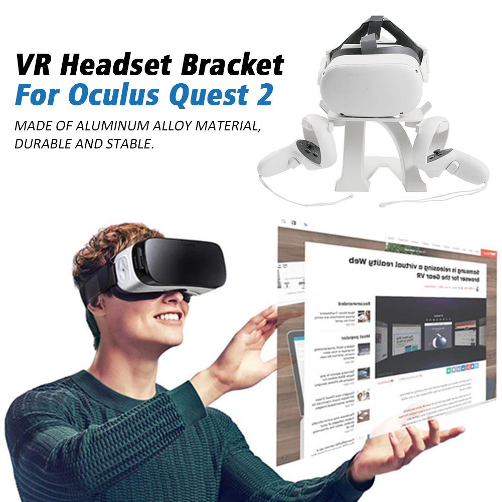 CALIDAKA VR Stand for Oculus Ques t 2, Portable VR Headset Holder Durable VR Headset Holder VR Controller Display Stand with Game Controller Holder for Oculus Ques t 1/2 (Only Stand)