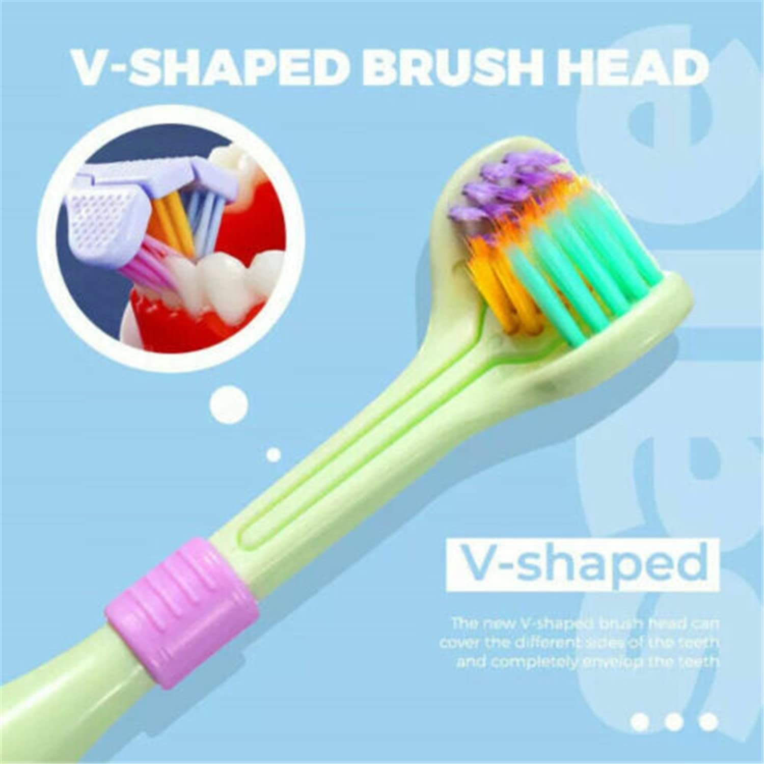 Endxedio Three-Sided Soft Hair Tooth Toothbrush,3 Sided Toothbrushes,U Shaped Toothbrush for Kids,Extra Soft Toothbrushes,Great Angle Bristles Clean Each Tooth,Soft and Gentle (2pcs, Purple)