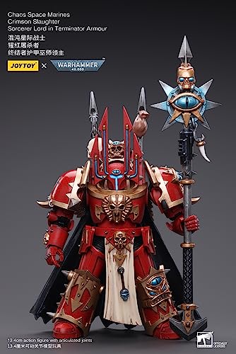 JoyToy Warhammer 40K: Chaos Space Marines Crimson Slaughter Sorcerer Lord in Terminator Armour 1:18 Scale Figure