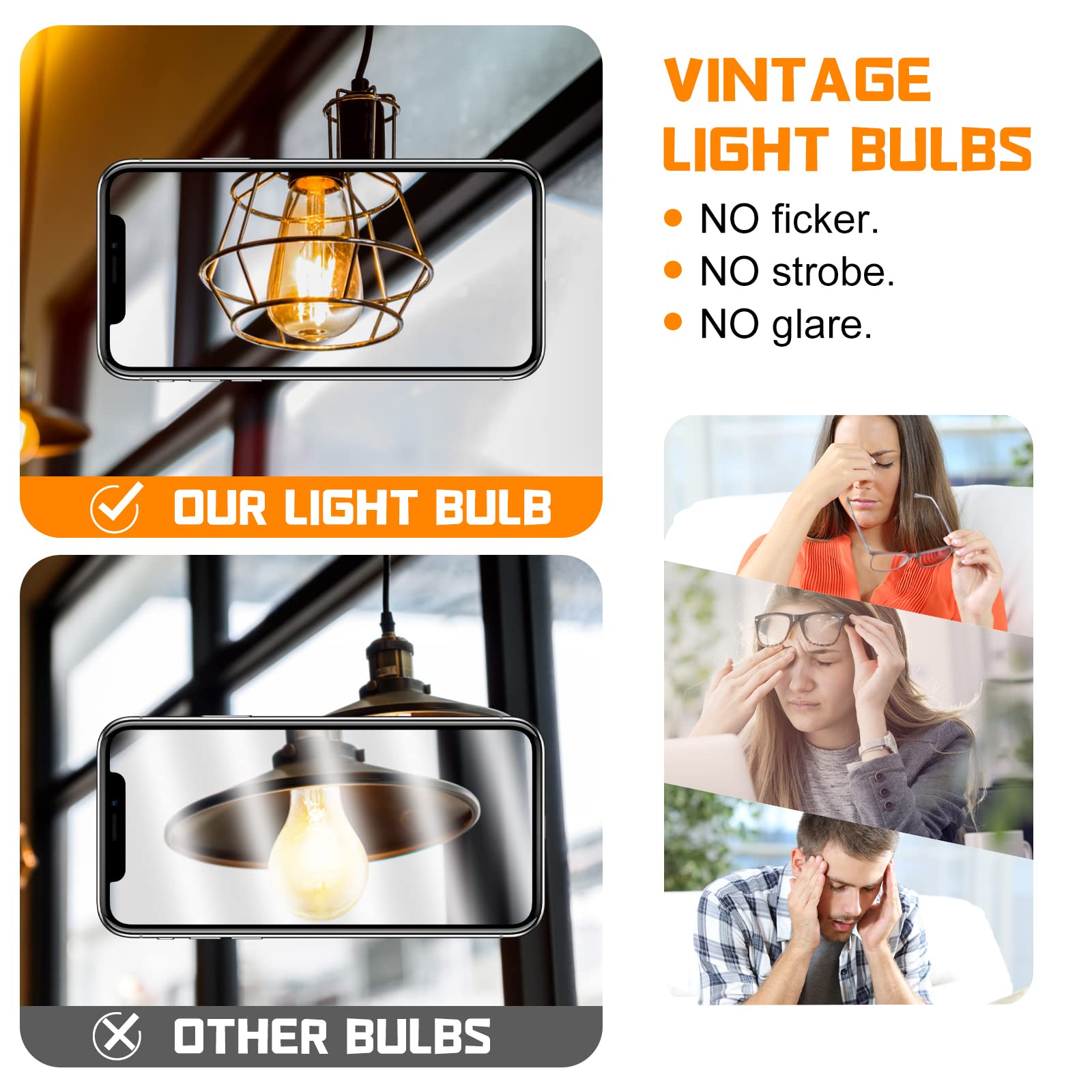 CRIRY Vintage E26 LED Light Bulbs Dimmable Edison Light Bulbs Vintage Edison Bulbs 60 W Equivalent,6W ST64/ST21 2700K Warm White Antique LED Filament Bulbs 800LM LED Bulbs,6 Packs