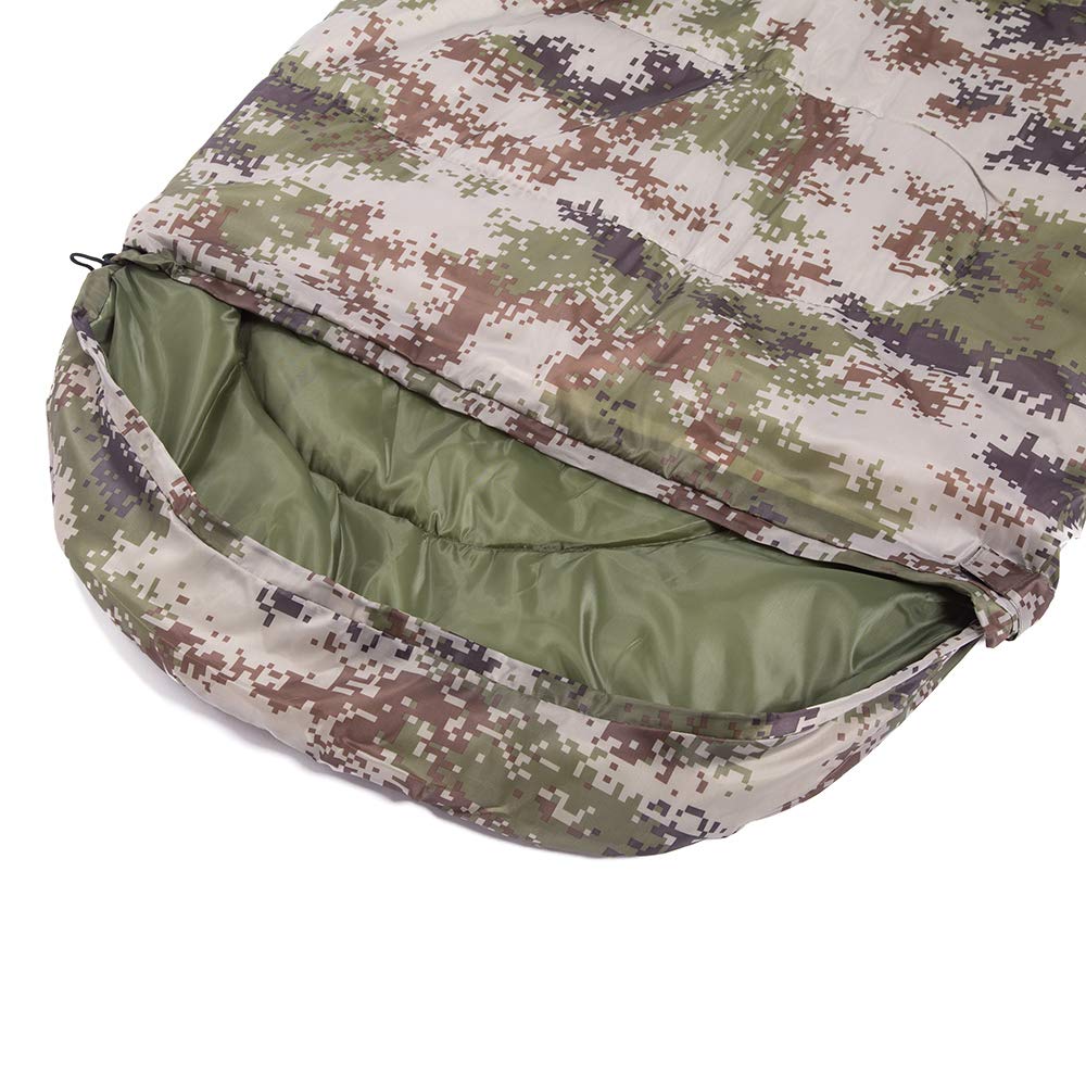 Boshen 3 Season Waterproof Sleeping Bag 82.7" x 29.5" with Carry Bag-2.2Ibs Ultralight 41℉-68℉ Envelope Sleeping Bag Hollow Cotton Filled for Adults Kids Camping/Hiking/Backpacking (Digital Camo)