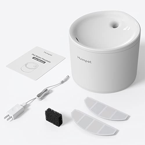 Huimpet Automatic Cat Water Fountain, 84oz/2.5L Pet Water Fountain for Cats Inside, Ultra Quiet Small Dog Water Bowl Dispenser, Silent Pump with Dry-Run Protection, LED Indicator Light, 2 Filters