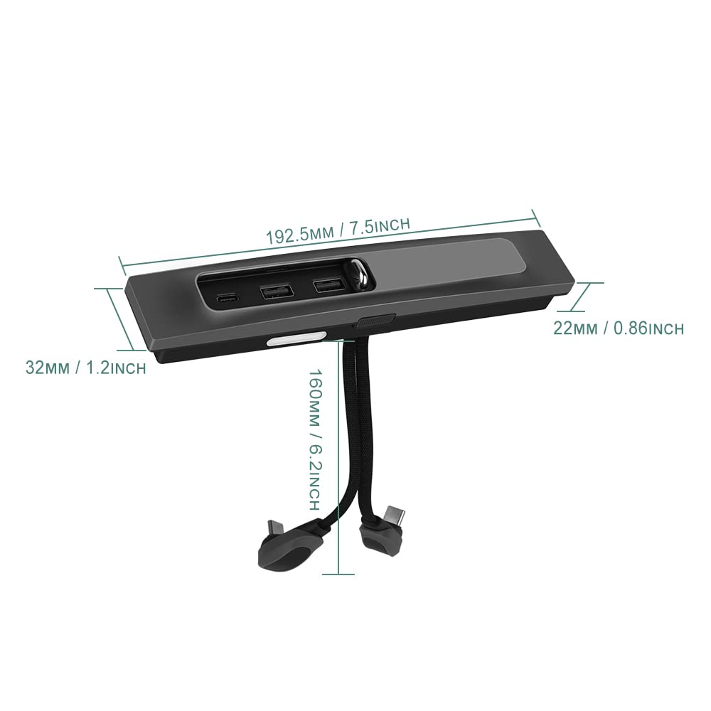 for 2021 2022 Tesla Model 3 Model Y Intelligent Docking Station of Center Console Smart Sensor, Tesla USB HUB Charger with Automatic LED Light with Slide Cover Dustproof,Fast Charge Port Accessories