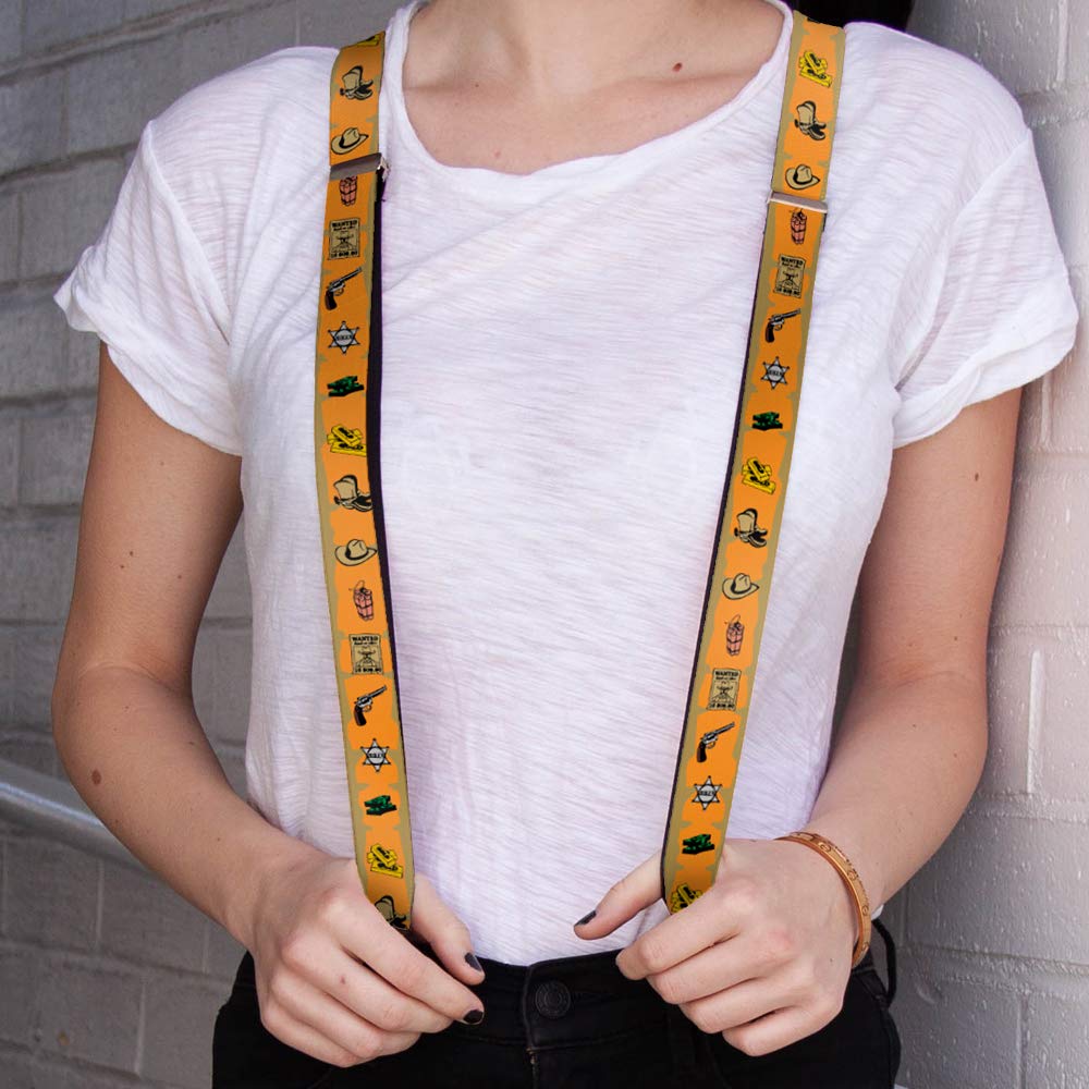 Buckle-Down Men's Suspender-Old Western, Multicolor, One Size