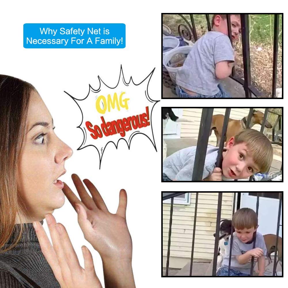 Child Safety Clear Balcony Safety Screen for Stairs, CuleedTec 10x2.5ft Protection Crib mesh Liner Bumper for Baby, Bannister Guards for Kids, Deck Shield Guard for Pets,SGS Passed